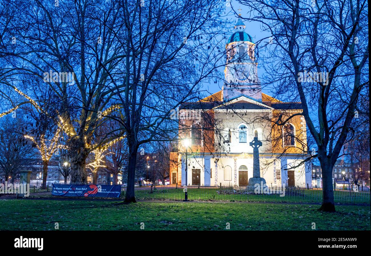 The Holy Trinity Church During Christmas at Night Clapham Common London ...
