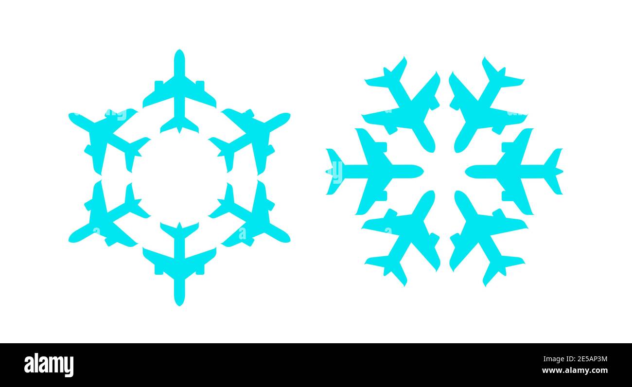 Airplane snowflakes. Flat vector illustration isolated on white Stock ...