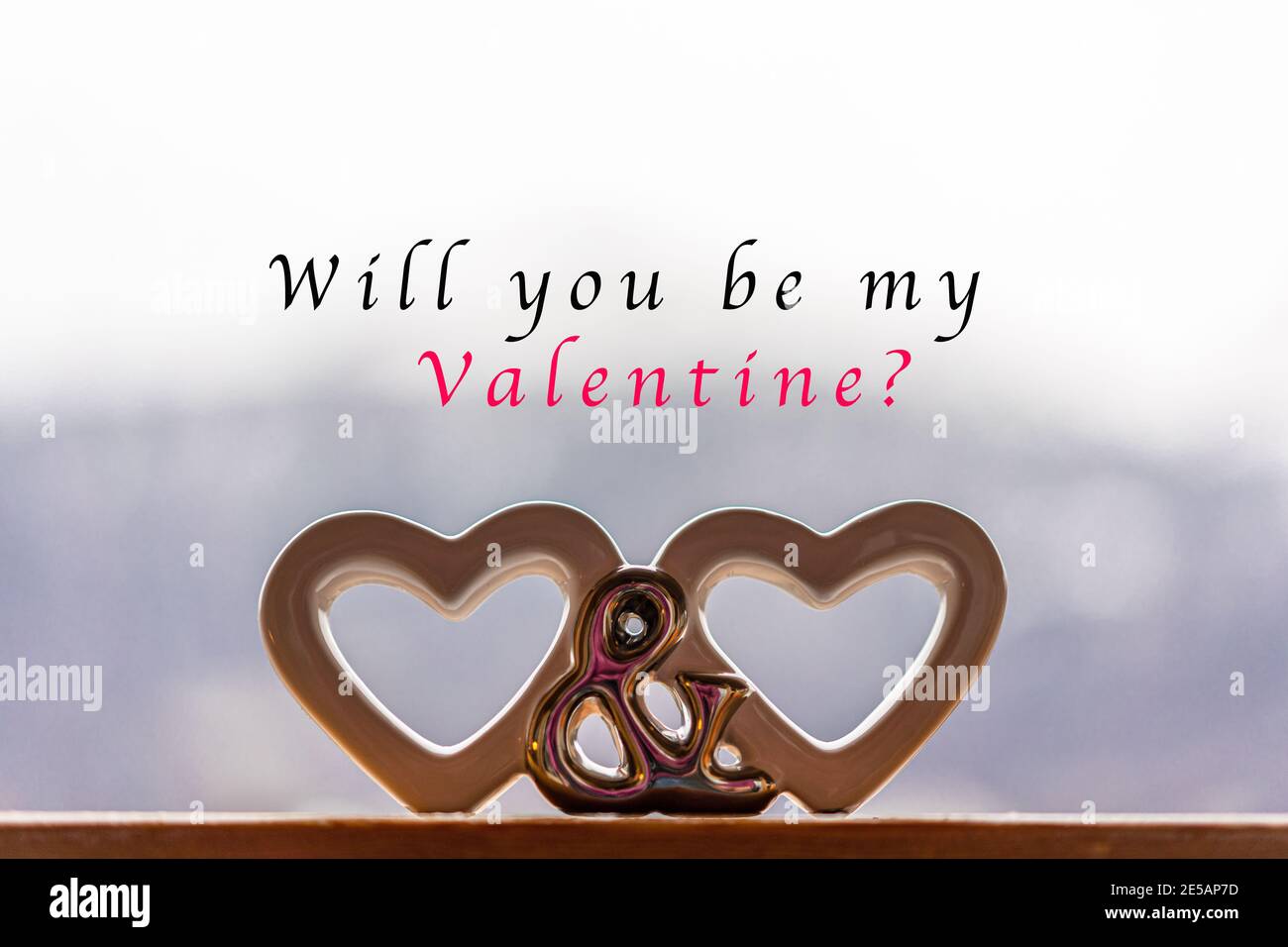 Will you be my Valentine? Double Heart shape as symbol of love. For ...