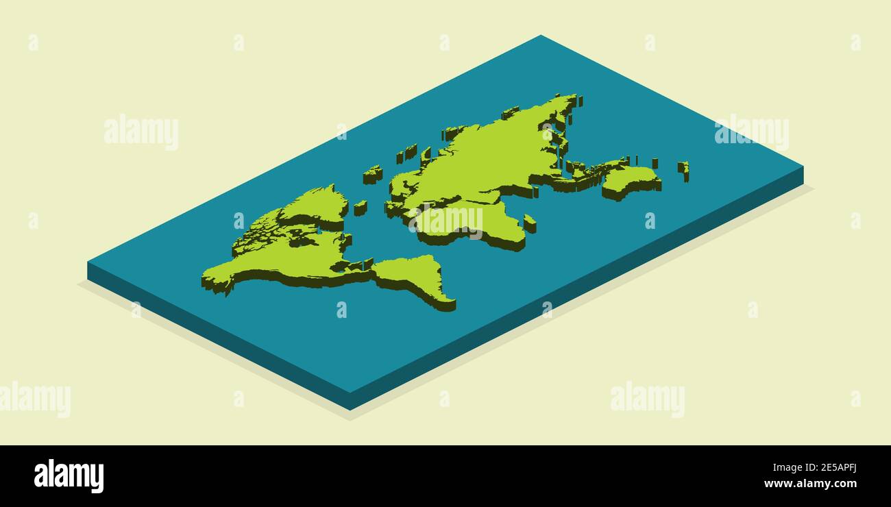 3d earth map in isometric design with shadow on light background Stock ...