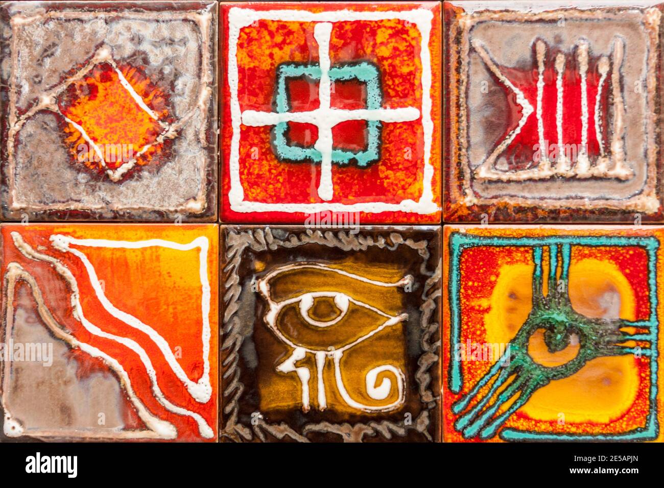Colorful background with various designs. Italian colored tiles ...