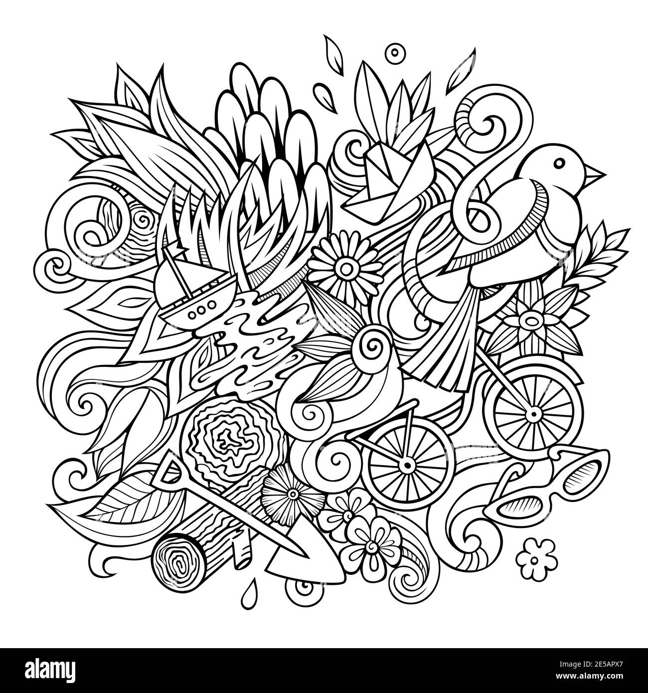 Spring hand drawn cartoon doodle illustration. Funny seasonal design ...