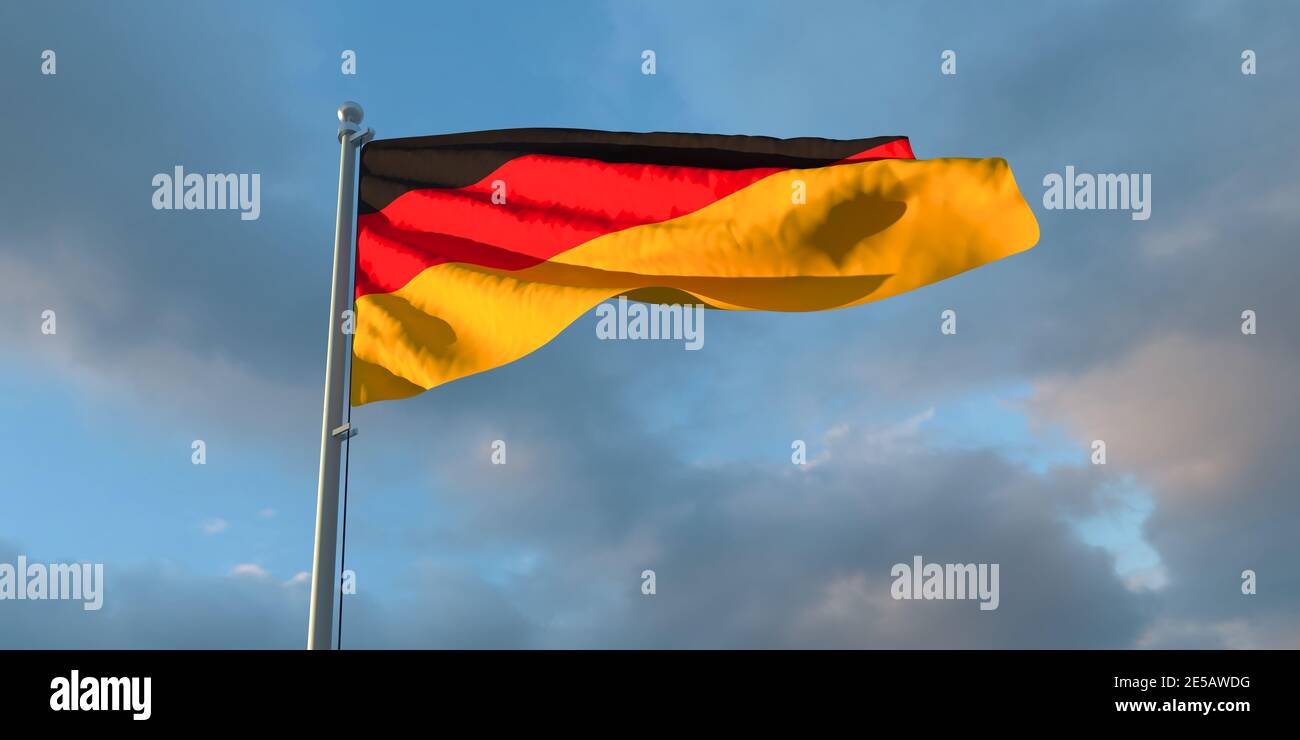 3D rendering of the national flag of Germany waving in the wind Stock ...