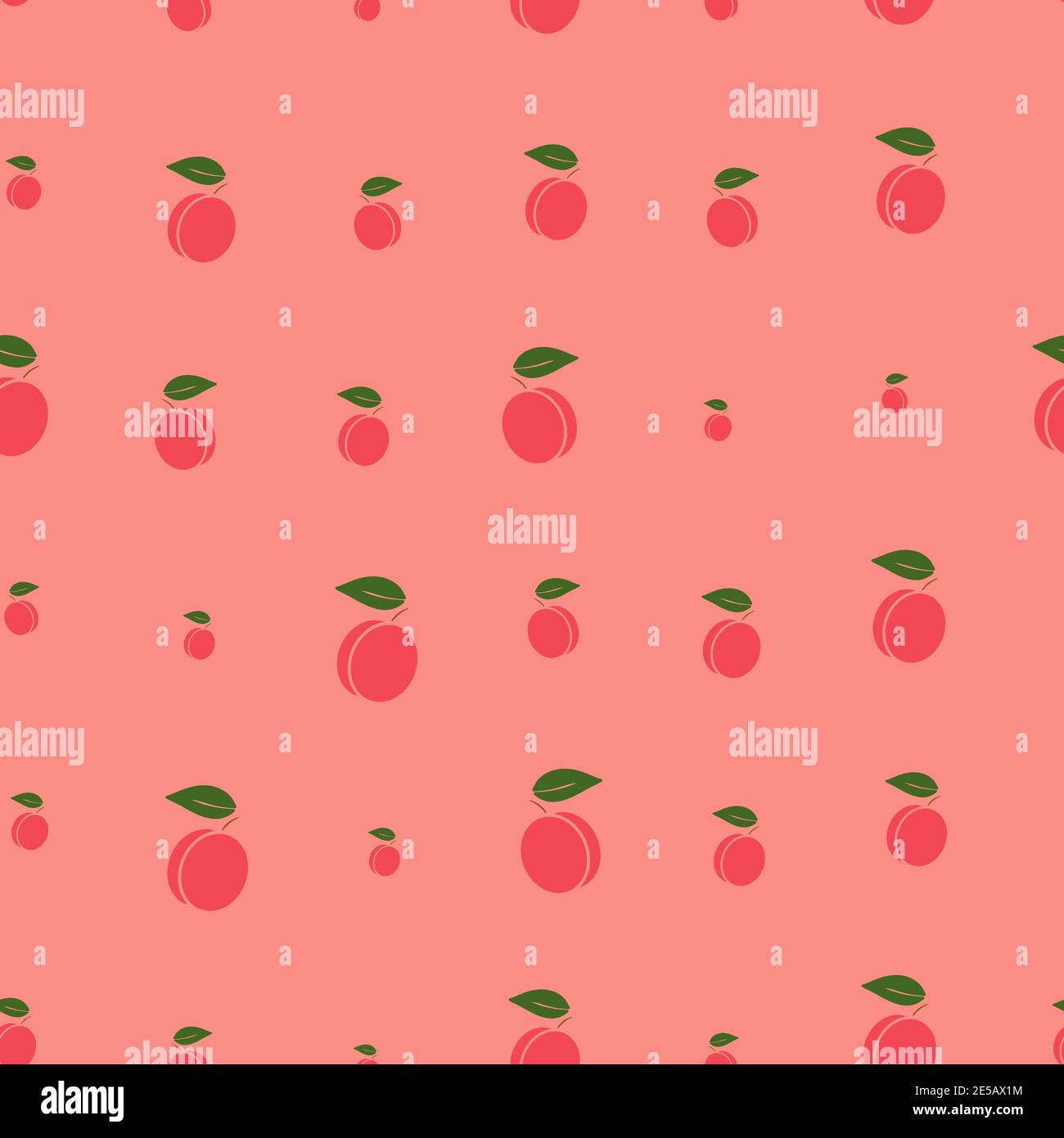 Peachy seamless pattern flat vector outline illustration in ...