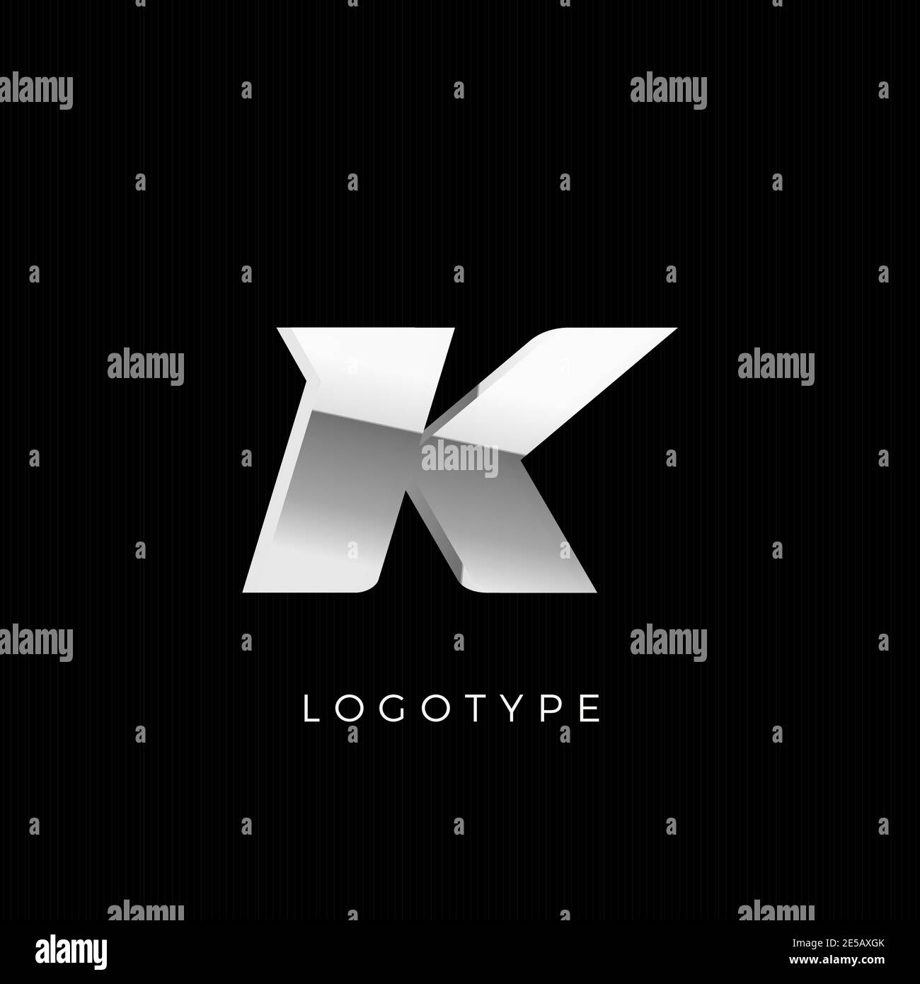 Steel K letter. Business monogram with stainless or chrome effect ...