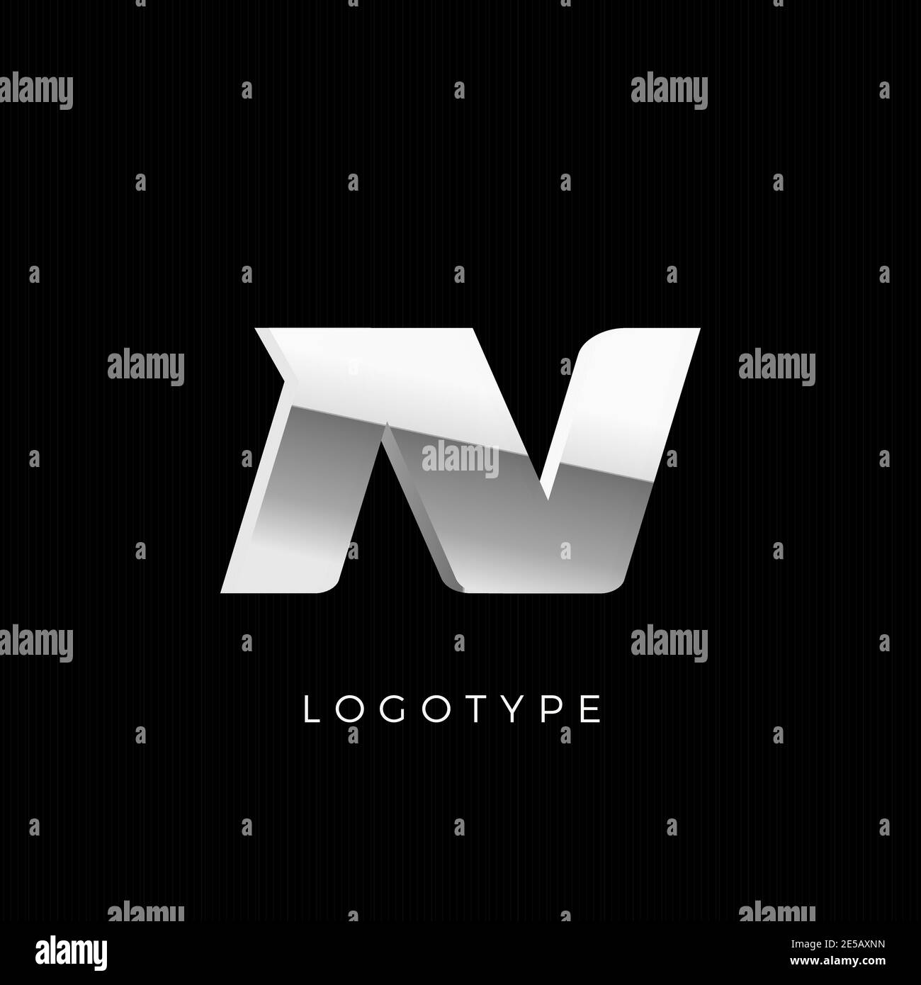 Steel N letter. Business monogram with stainless or chrome effect ...