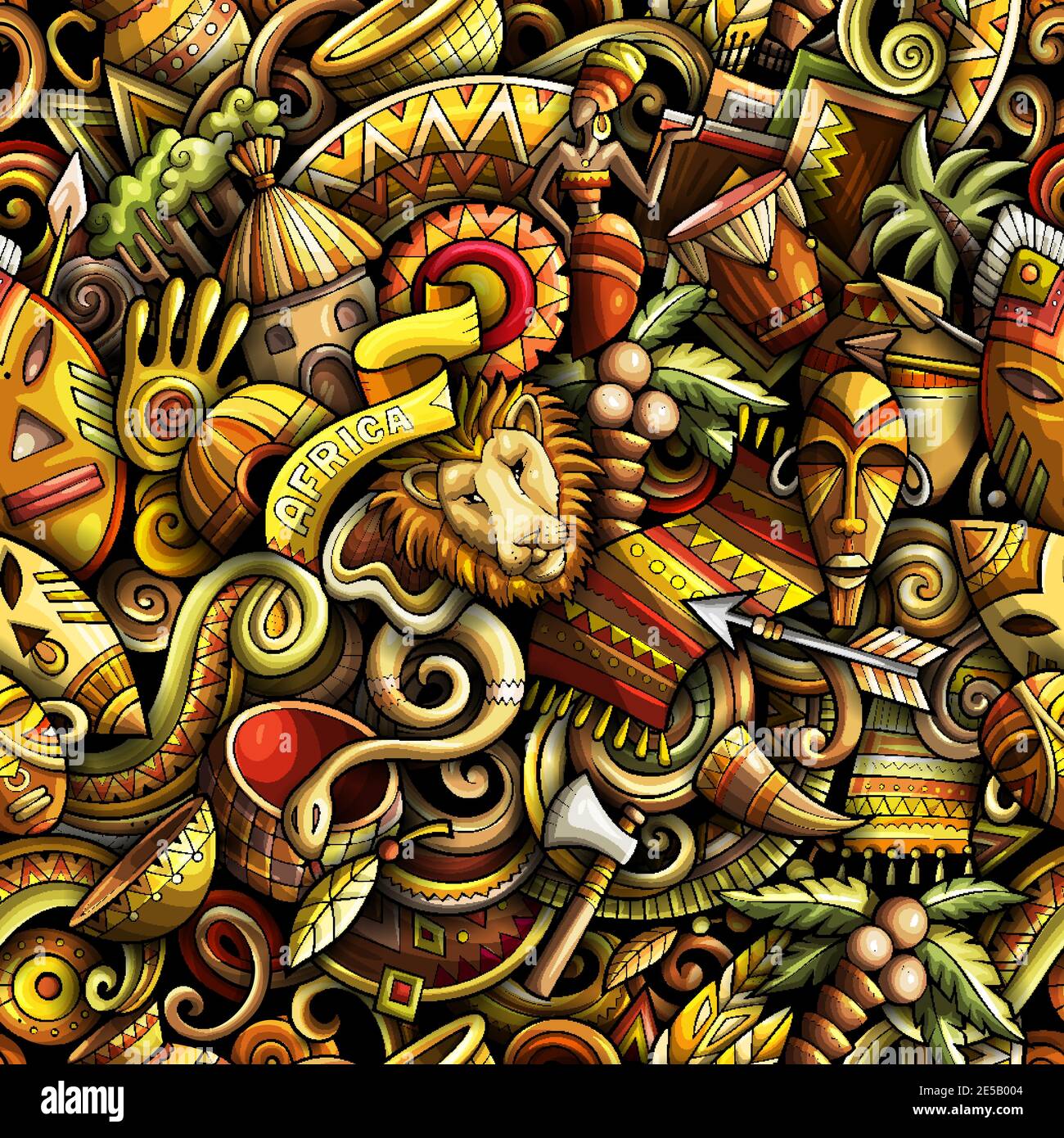 Cartoon doodles Africa seamless pattern Stock Vector Image & Art - Alamy