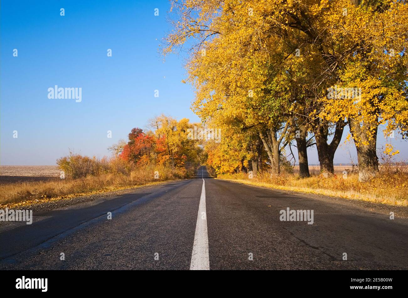 Fall background highway hi-res stock photography and images - Alamy