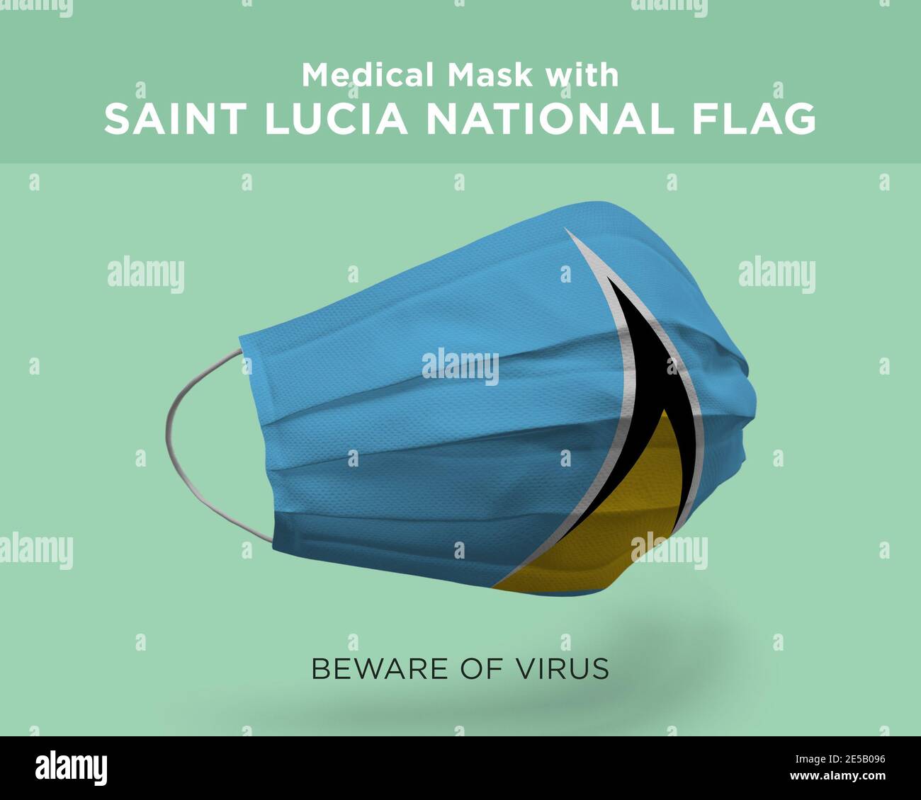 Illustration of a medical mask with Saint Lucia national flag ...