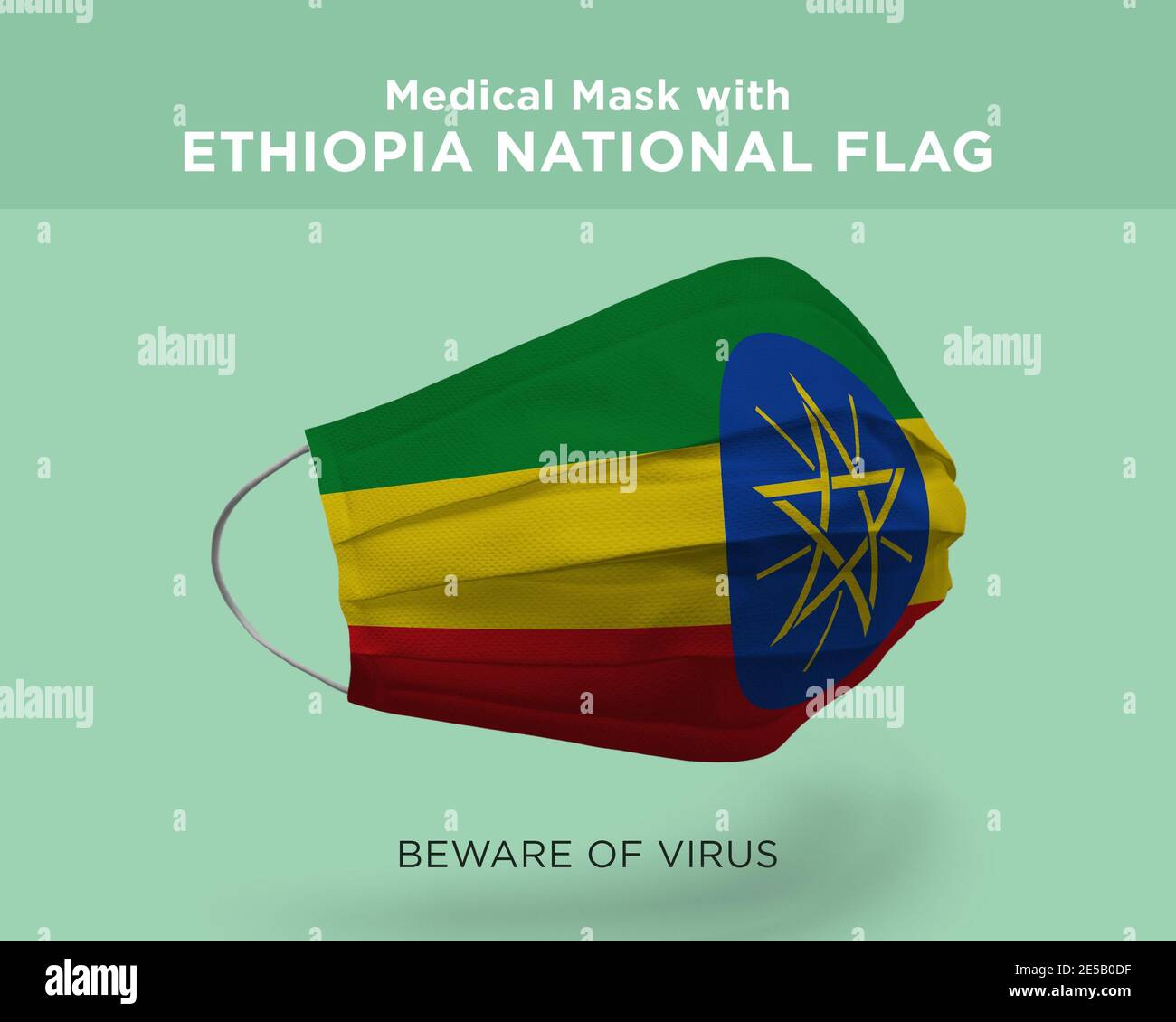 Illustration of a medical mask with Ethiopia national flag ...