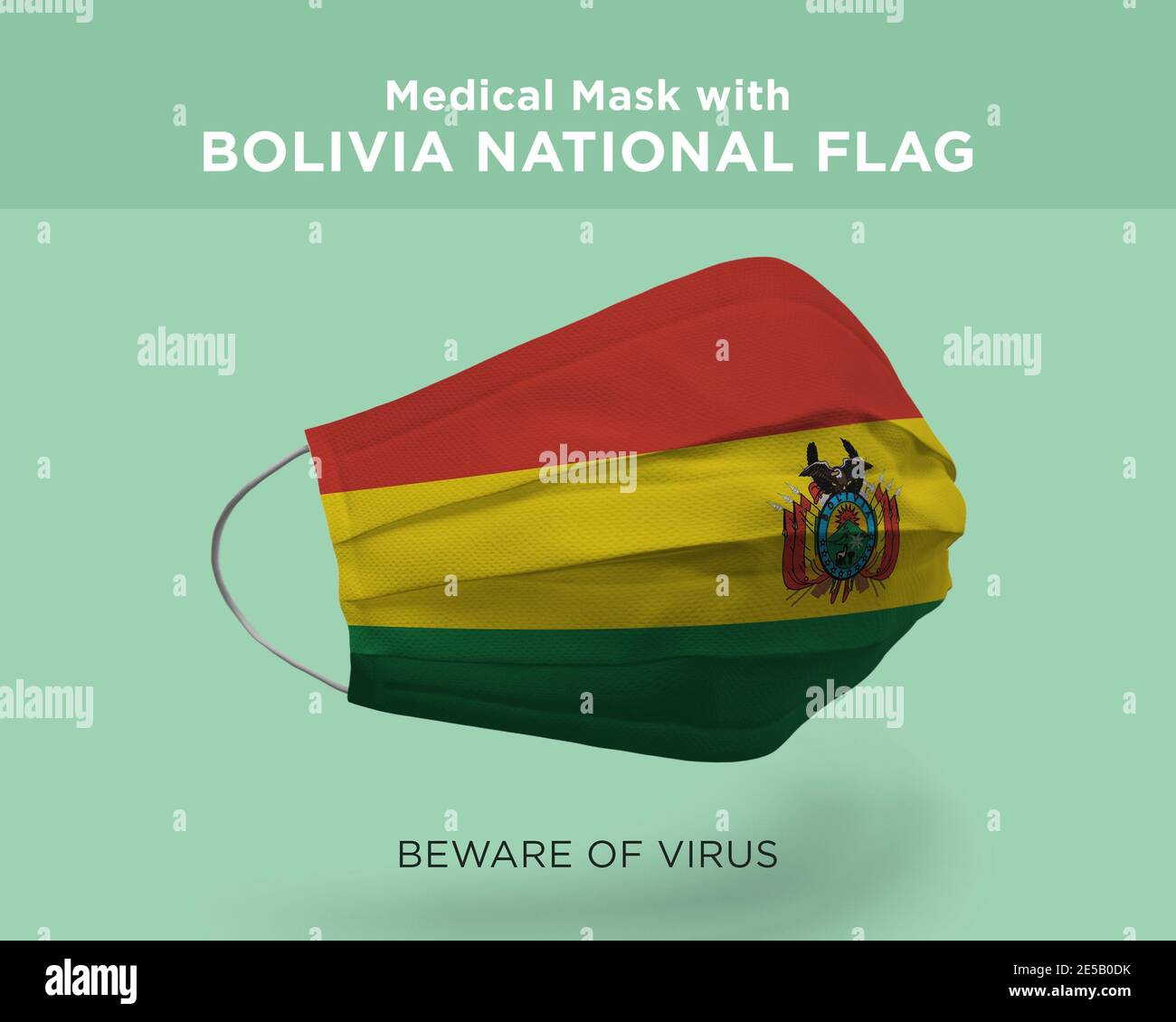 Illustration of a medical mask with Bolivia national flag - Coronavirus ...