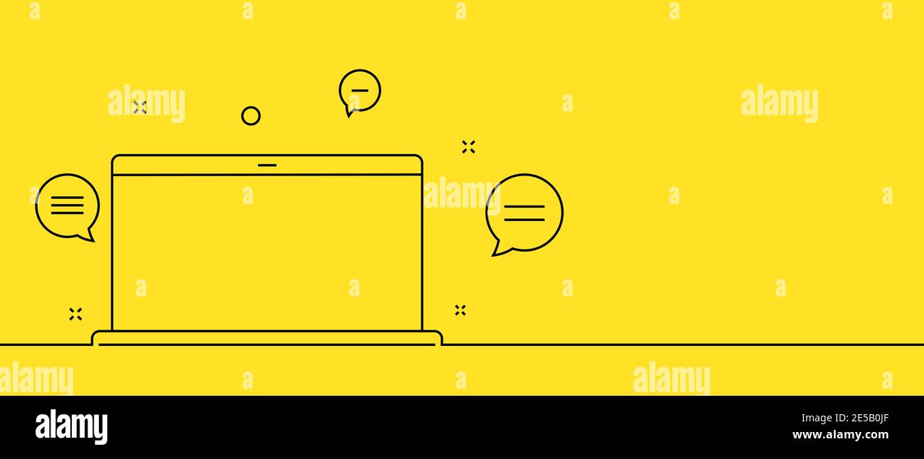 Concept of virtual messaging on laptop screen, online call. Vector ...