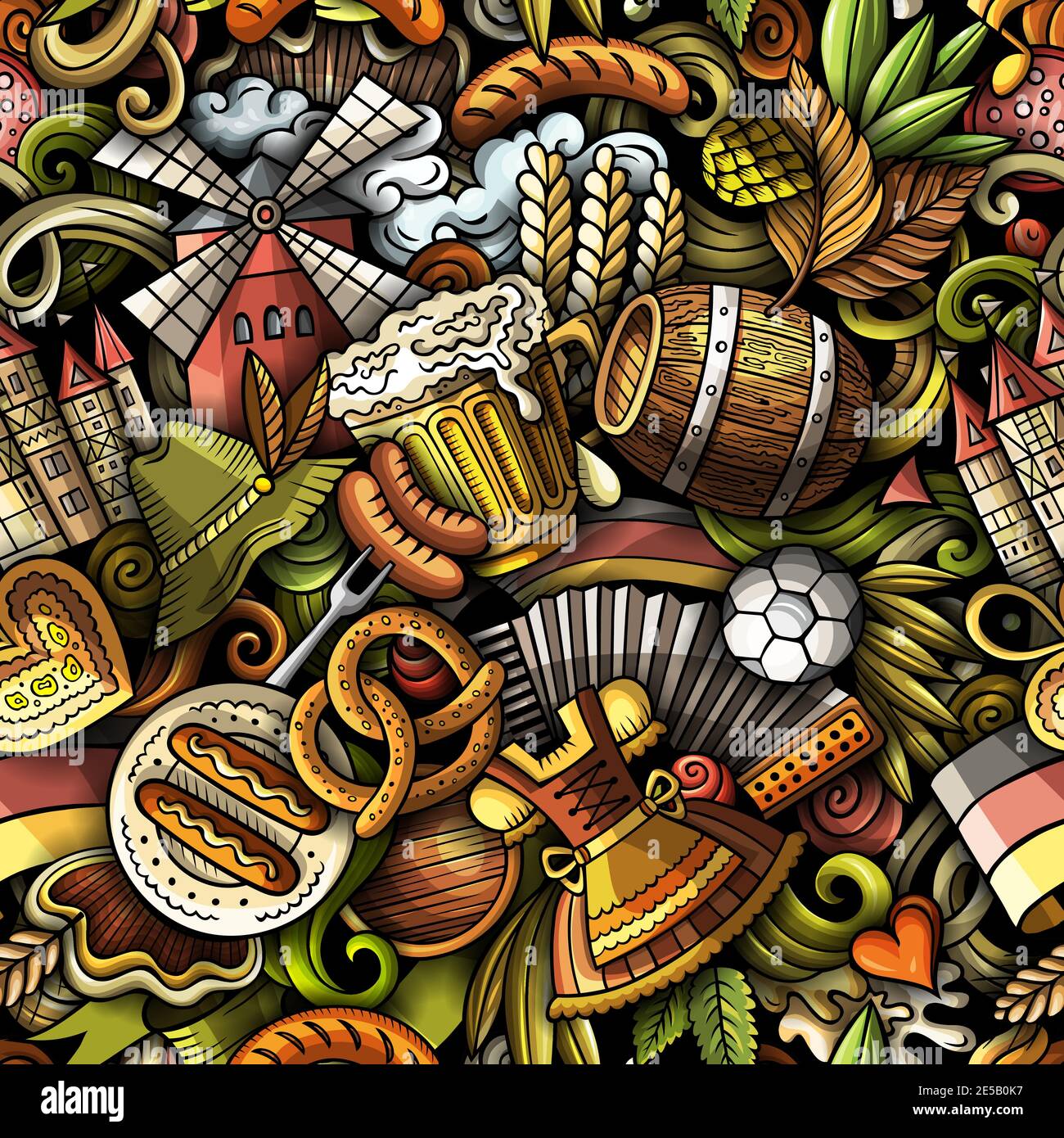Cartoon doodles Germany seamless pattern Stock Vector Image & Art - Alamy