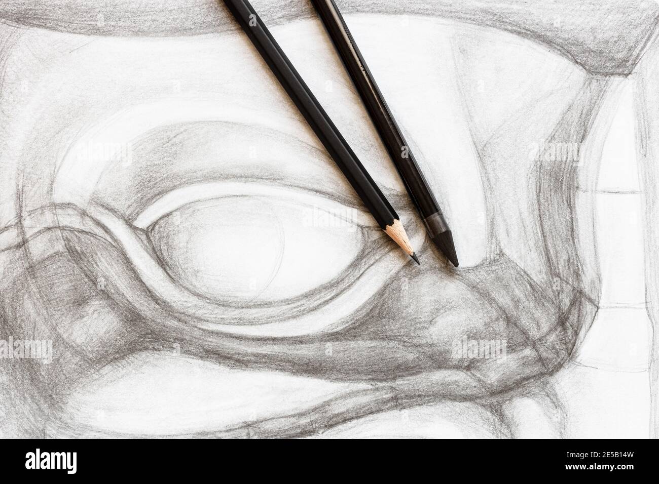 two various graphite pencils on hand-drawn academic drawing of David's ...