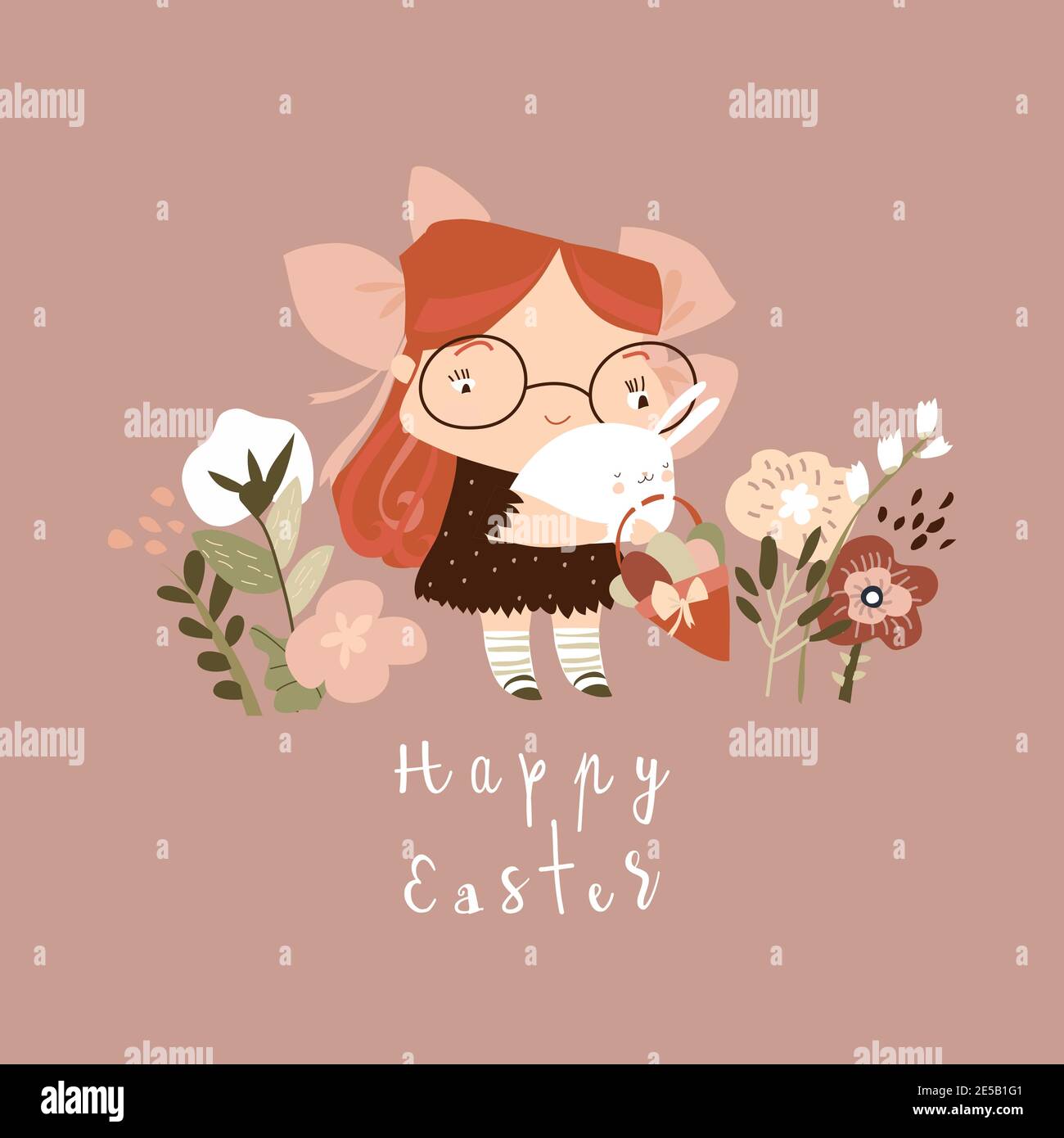Girl holding flower basket Stock Vector Images - Alamy