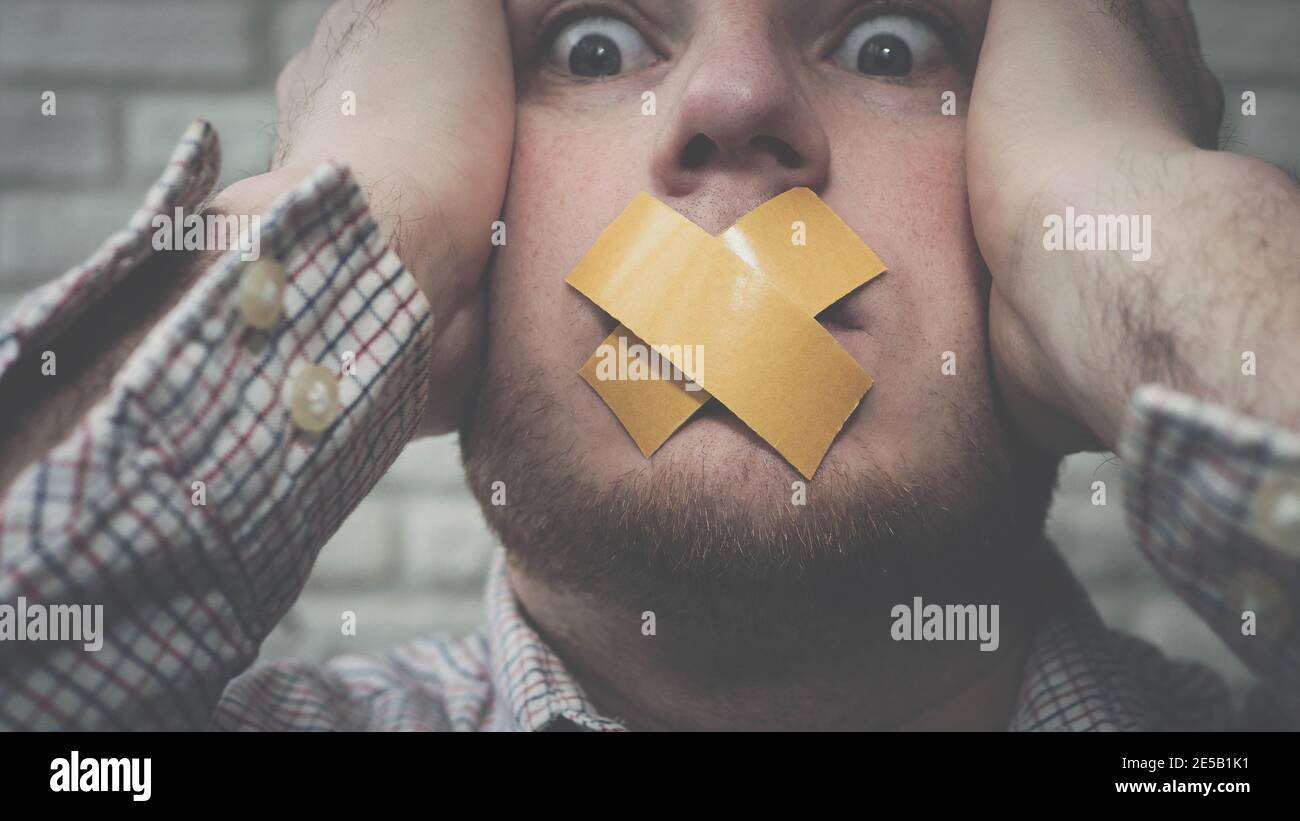 A man with a sealed mouth and gouged out eyes, a man with emotions of ...