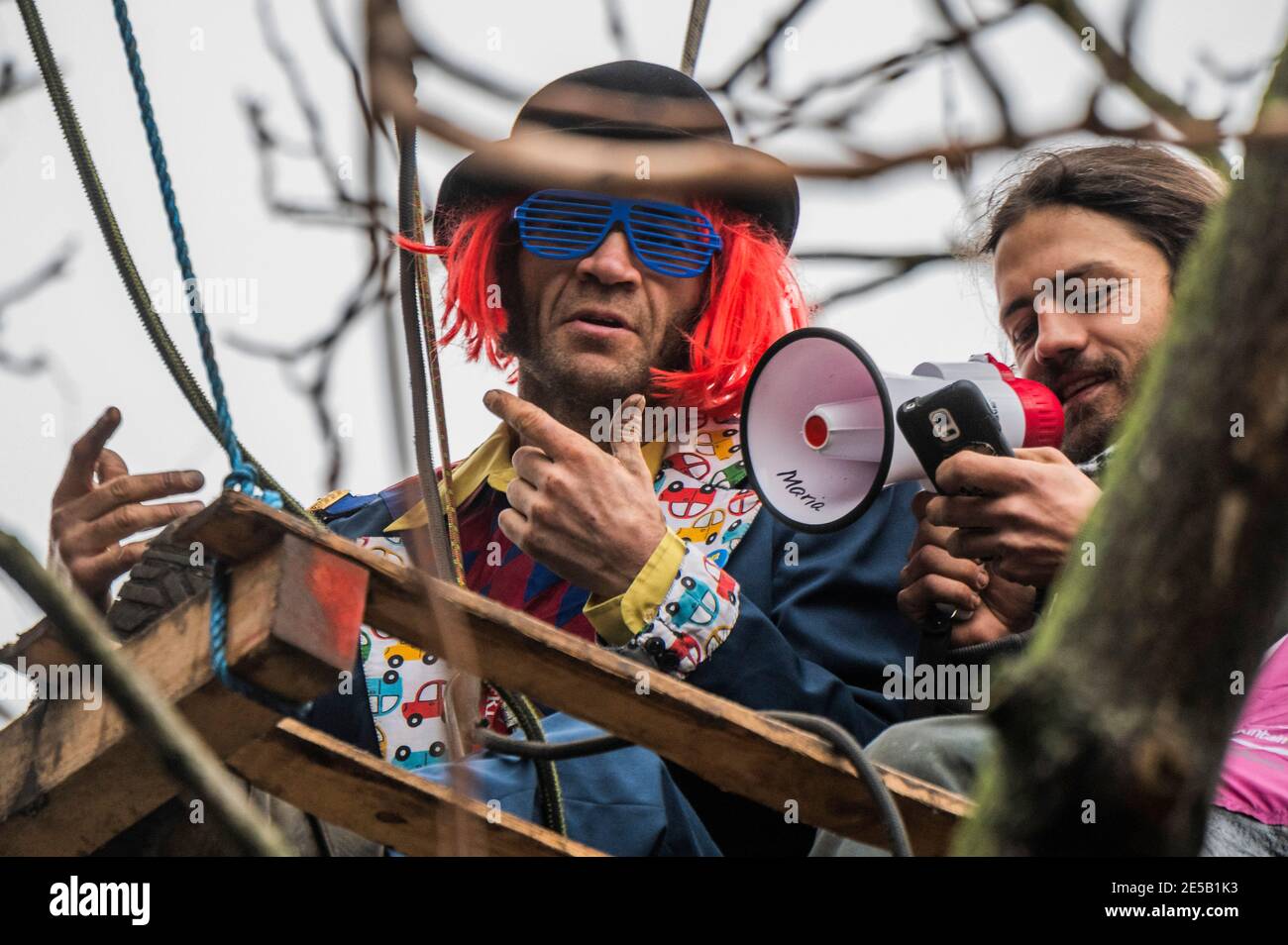 London, UK. 27th Jan, 2021. Most protesters are up in tree houses - The ...