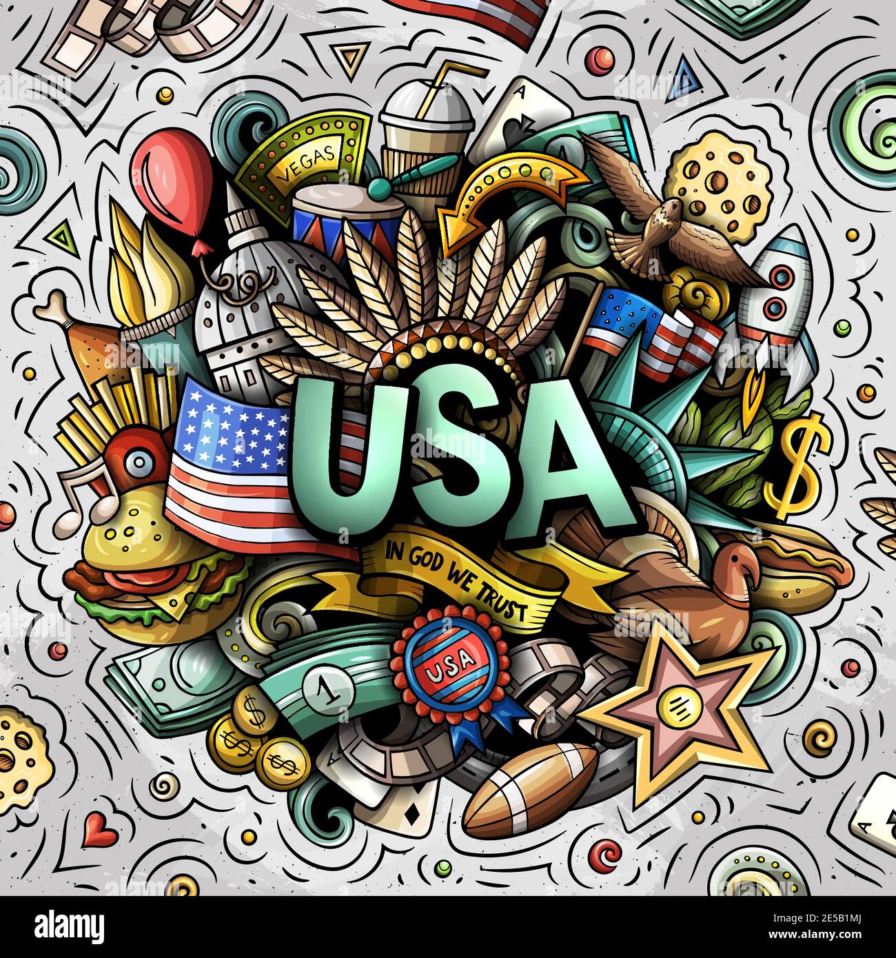 USA hand drawn cartoon doodle illustration Stock Vector Image & Art - Alamy