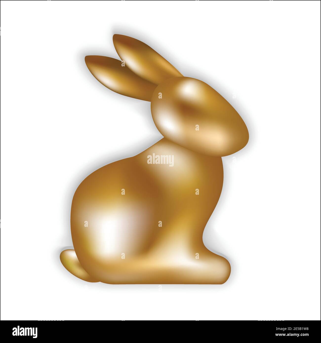 3d Realistic golden rabbit. Gold metallic Bunny. Vector illustration ...