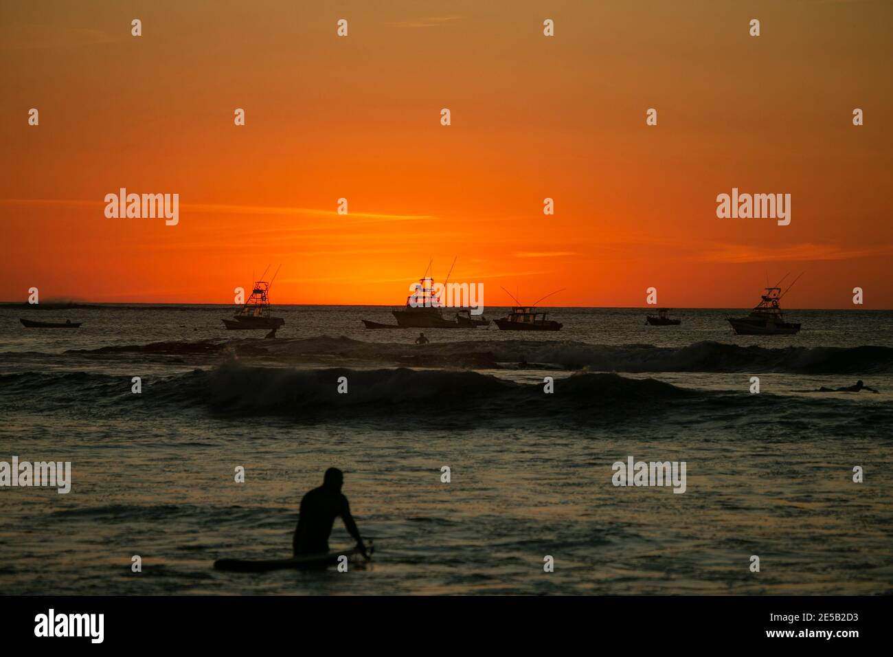 Sailing yatch in the sunset in Tamarindo Beach of Costa Rica, Central ...