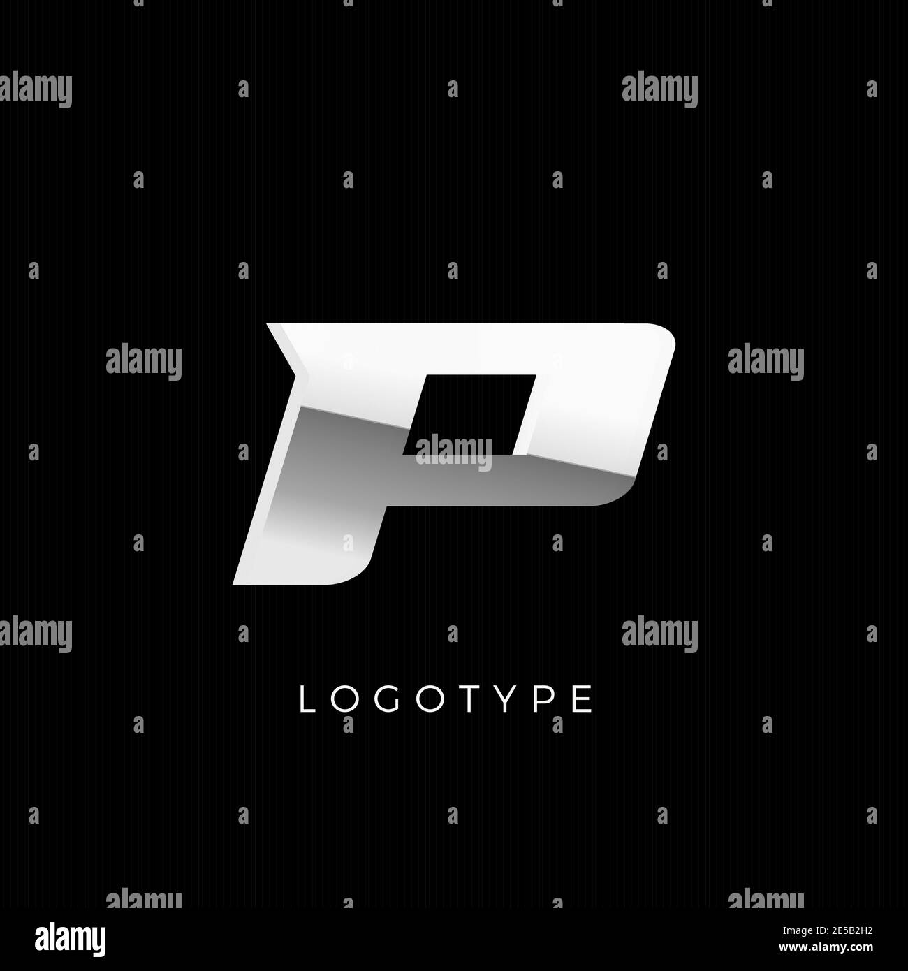 Steel P letter. Business monogram with stainless or chrome effect ...