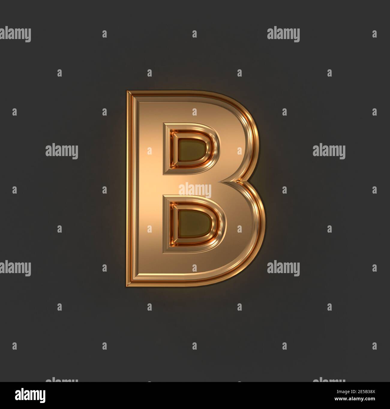 vintage orange gold or copper metal alphabet - letter B isolated on ...