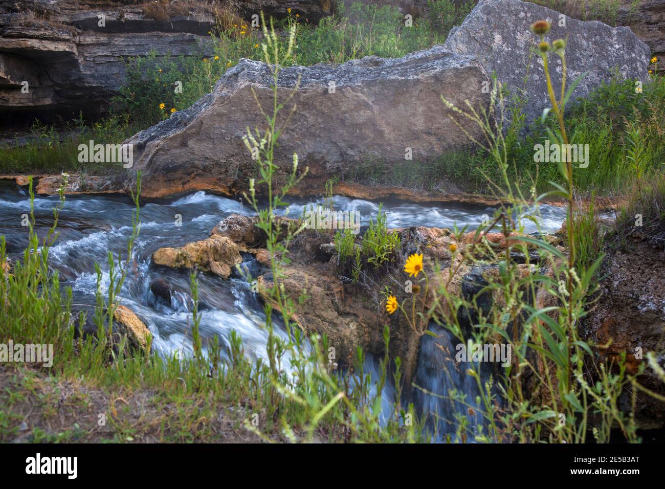 Where Boiling River meets the Gardner River, Yellowstone National Park ...