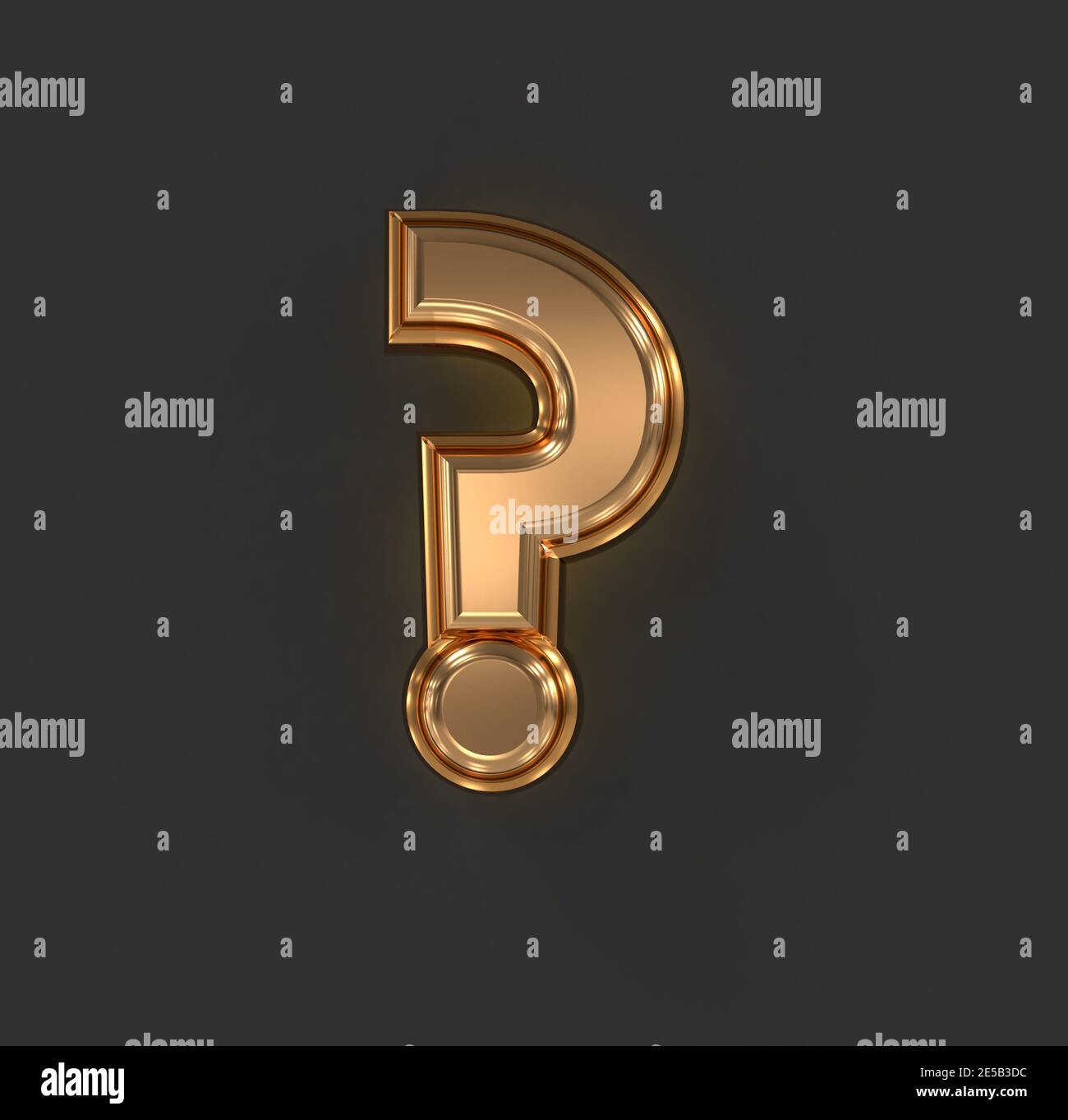 vintage orange gold or copper metallic font - question mark isolated on ...