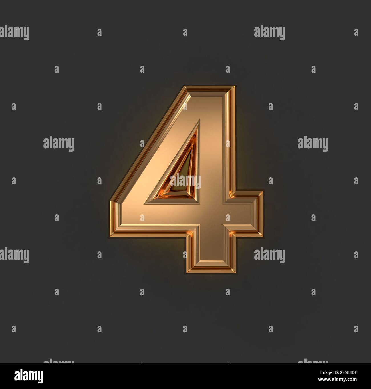 vintage orange gold or copper metallic font - number 4 isolated on grey ...