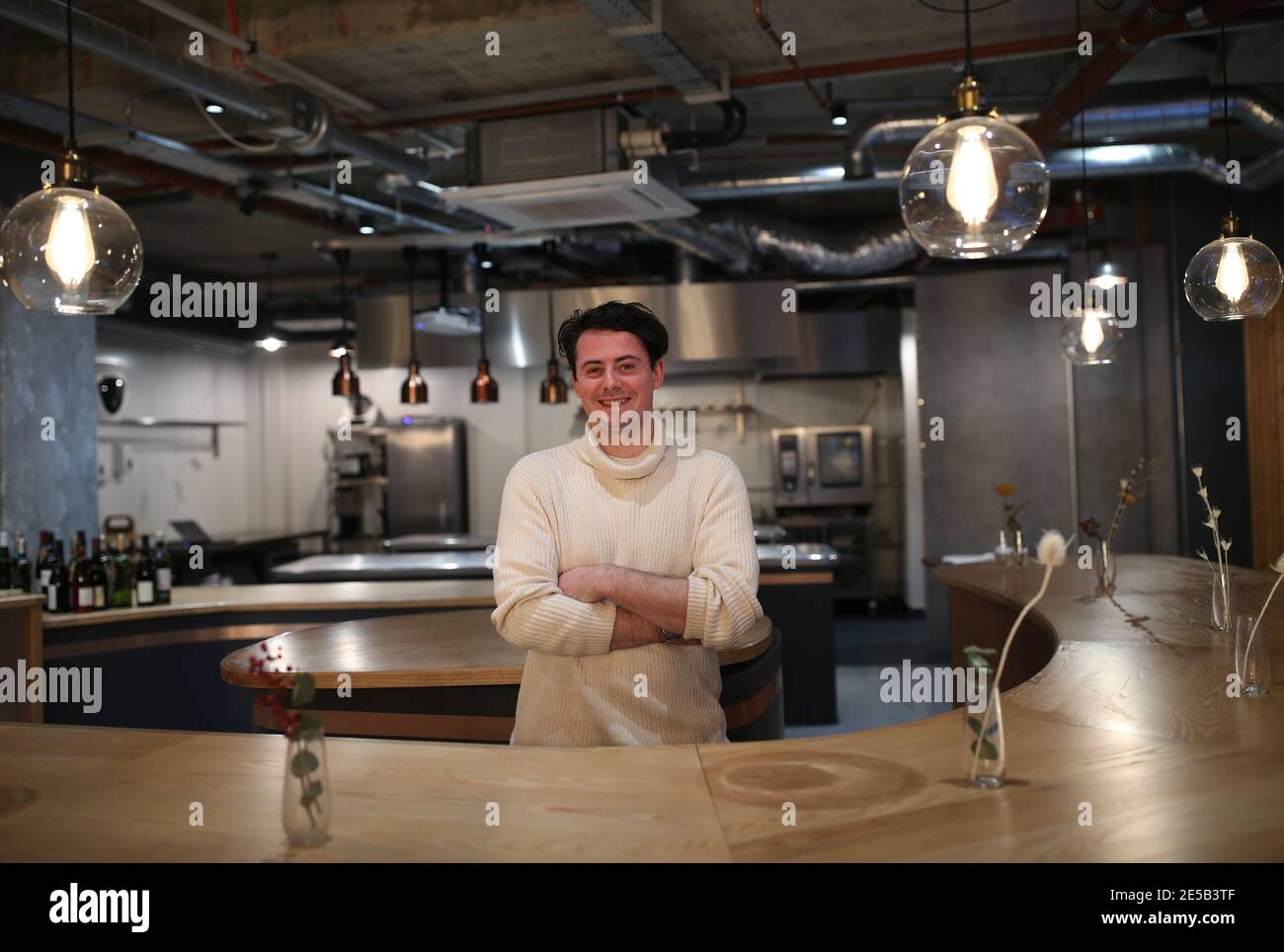 Chef Andy Beynon at his restaurant Behind in Hackney, east London ...