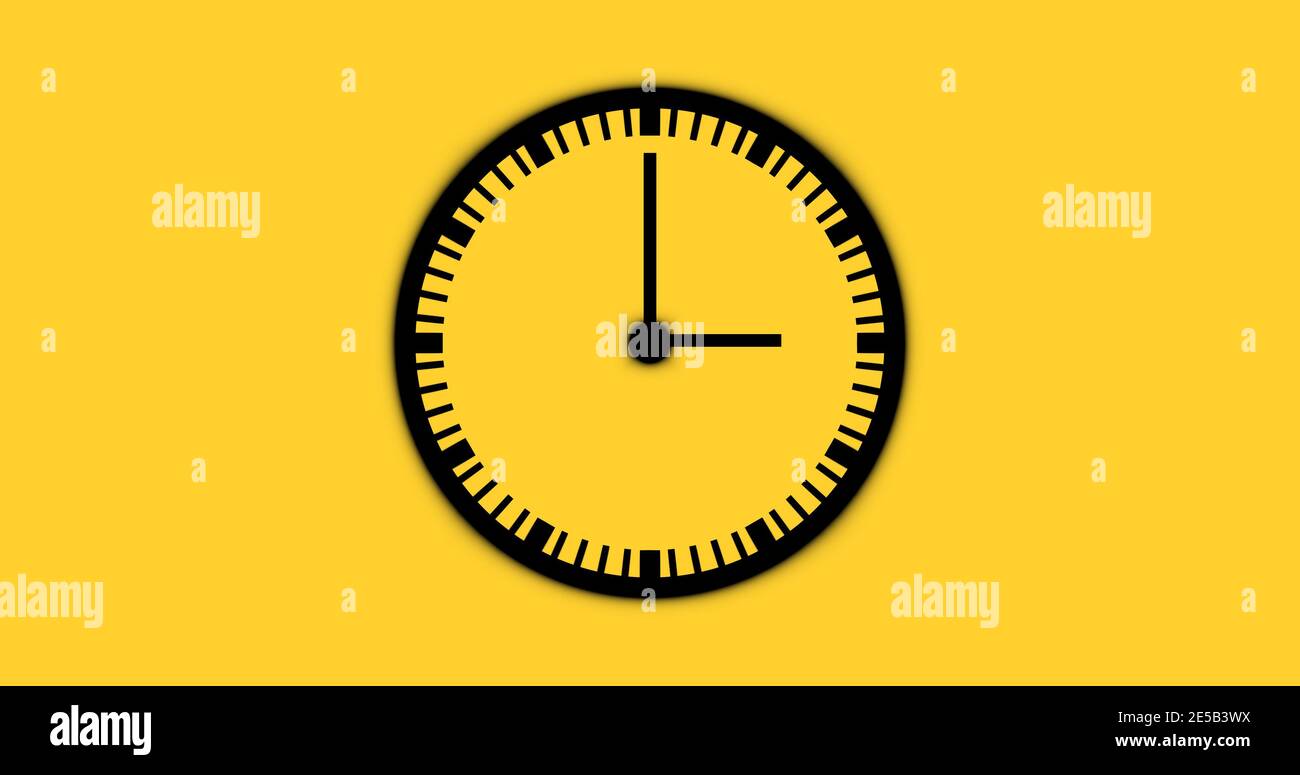 Beautiful 2d flat clock isolate on yellow background. concept of time ...