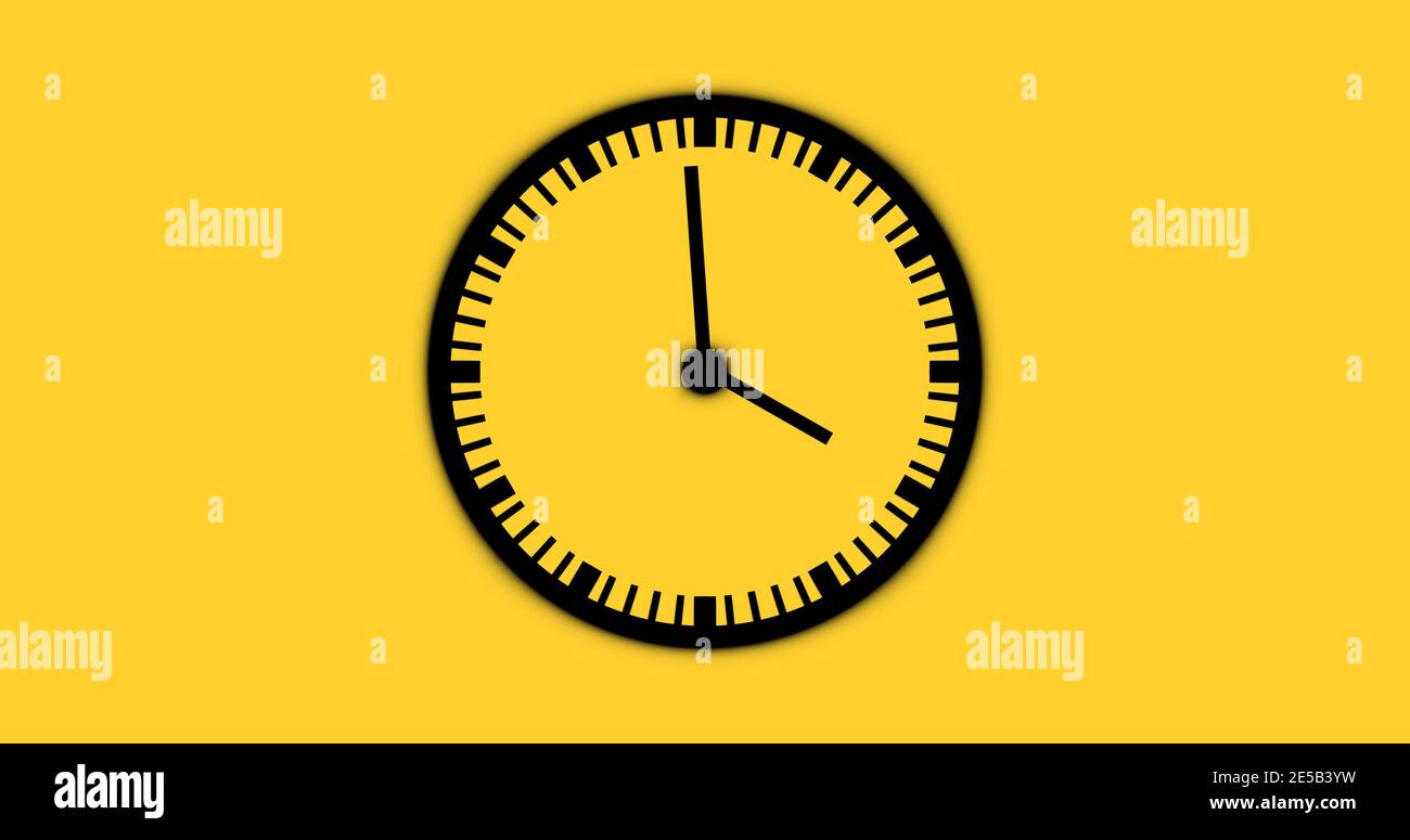 Beautiful 2d flat clock isolate on yellow background. concept of time ...