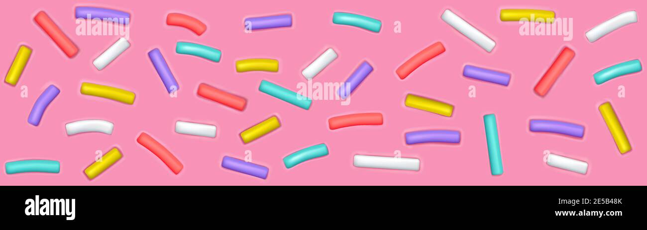 Doughnut glaze border with sprinkles. Sweet pink donut cream. Seamless ...