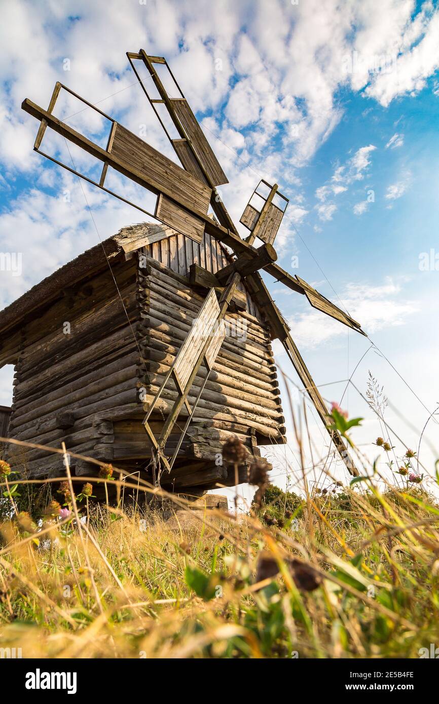 Traditional ukrainian windmill in the museum of national architecture ...
