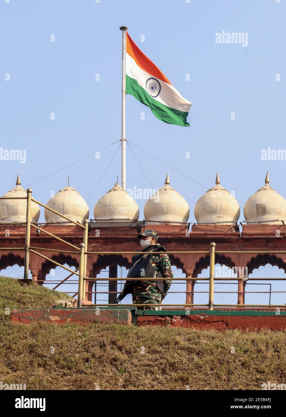 A Paramilitary trooper stands on guard at the entry gate of the ...