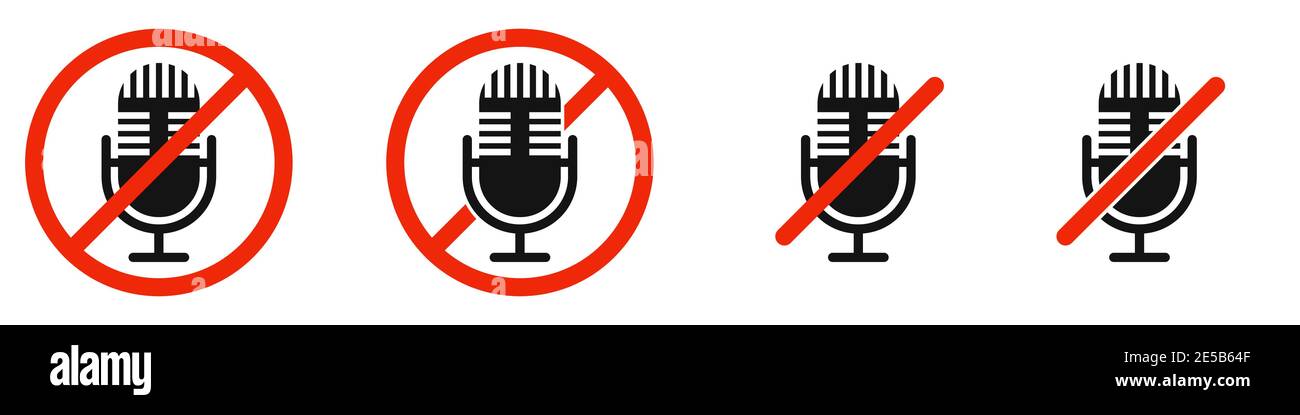 Microphone with red ban sign. No Microphone icons set. Microphone ...