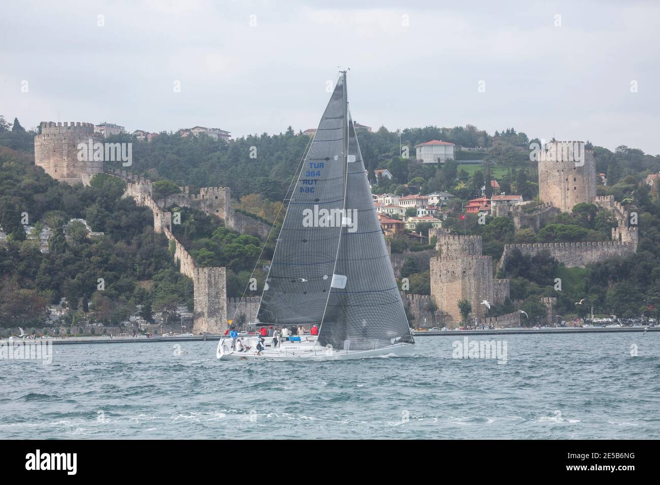 Sailing in Bosphorus Strait between Asia and Europa in Istanbul, Turkey ...