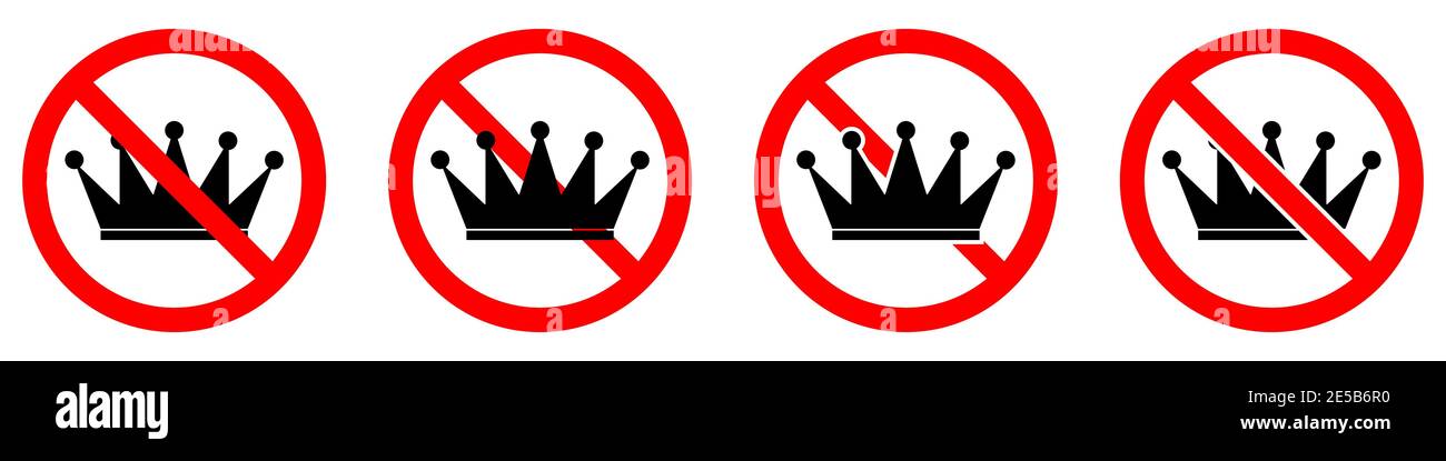 Stop or ban red round sign with crown icon. Vector illustration ...
