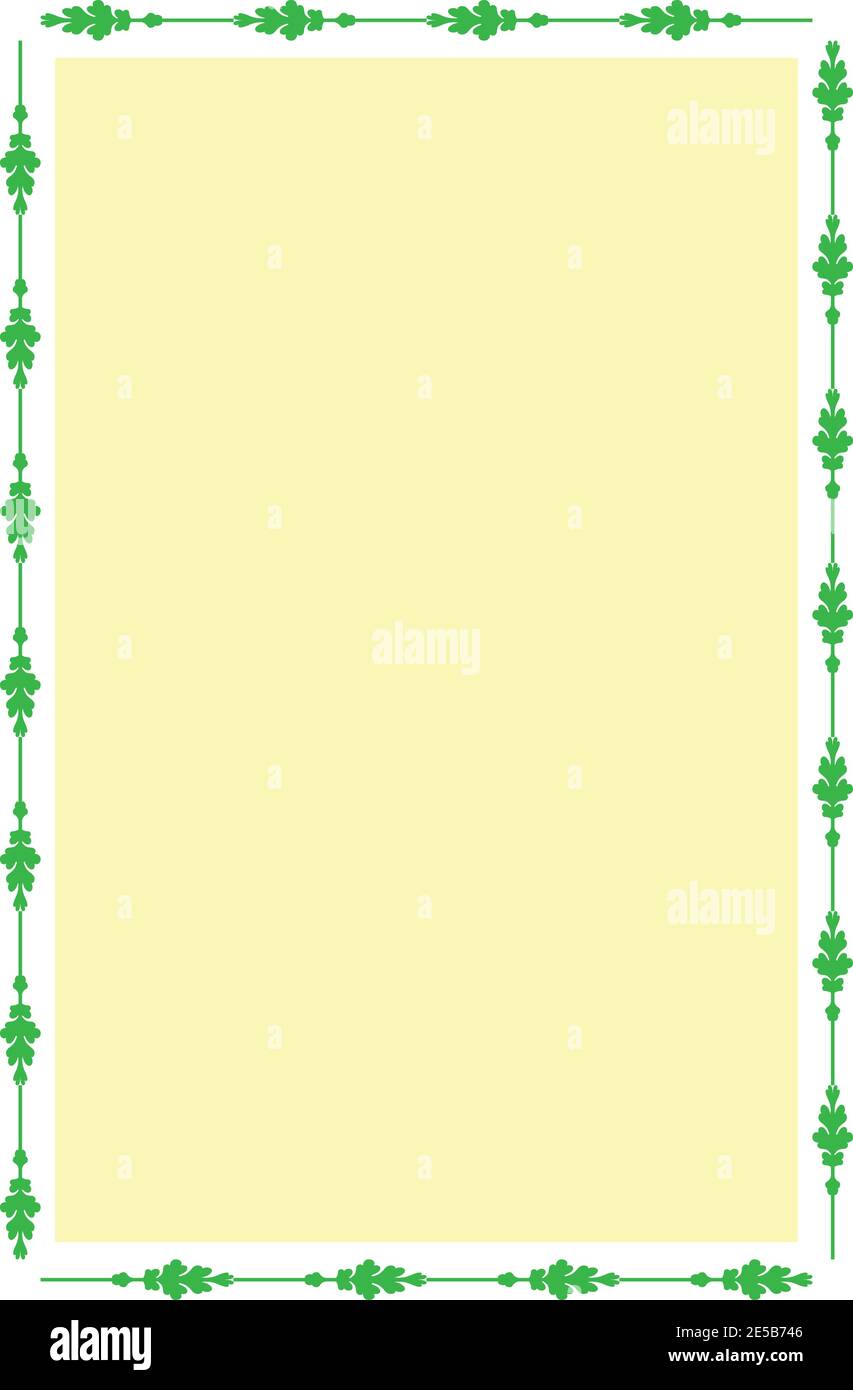 A vertical illustration of a gre patterned frame with a blank space ...