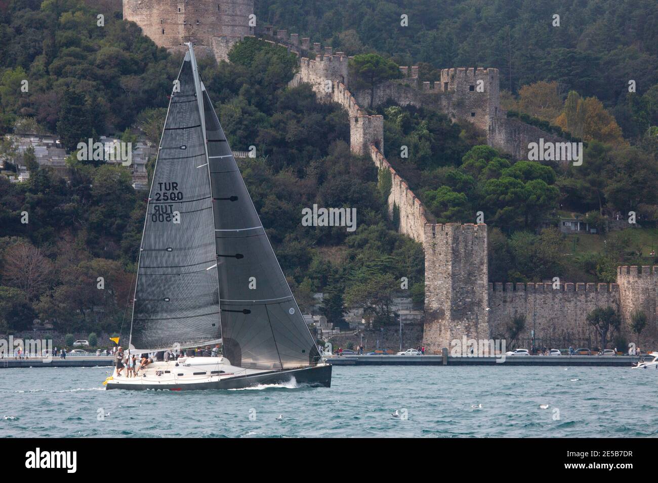 Sailing in Bosphorus Strait between Asia and Europa in Istanbul, Turkey ...