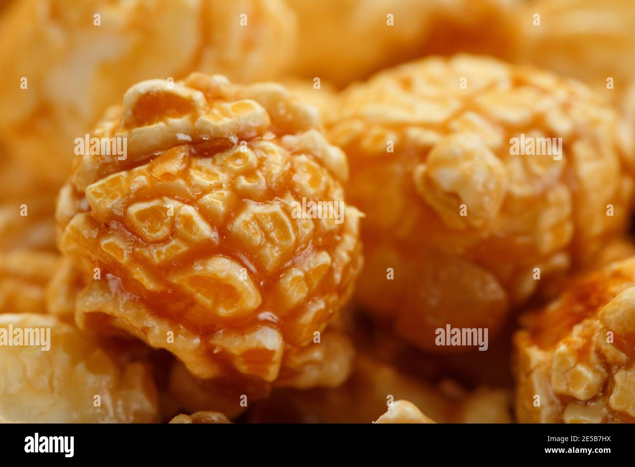 Caramel popcorn close-up as a background, full-screen texture ...