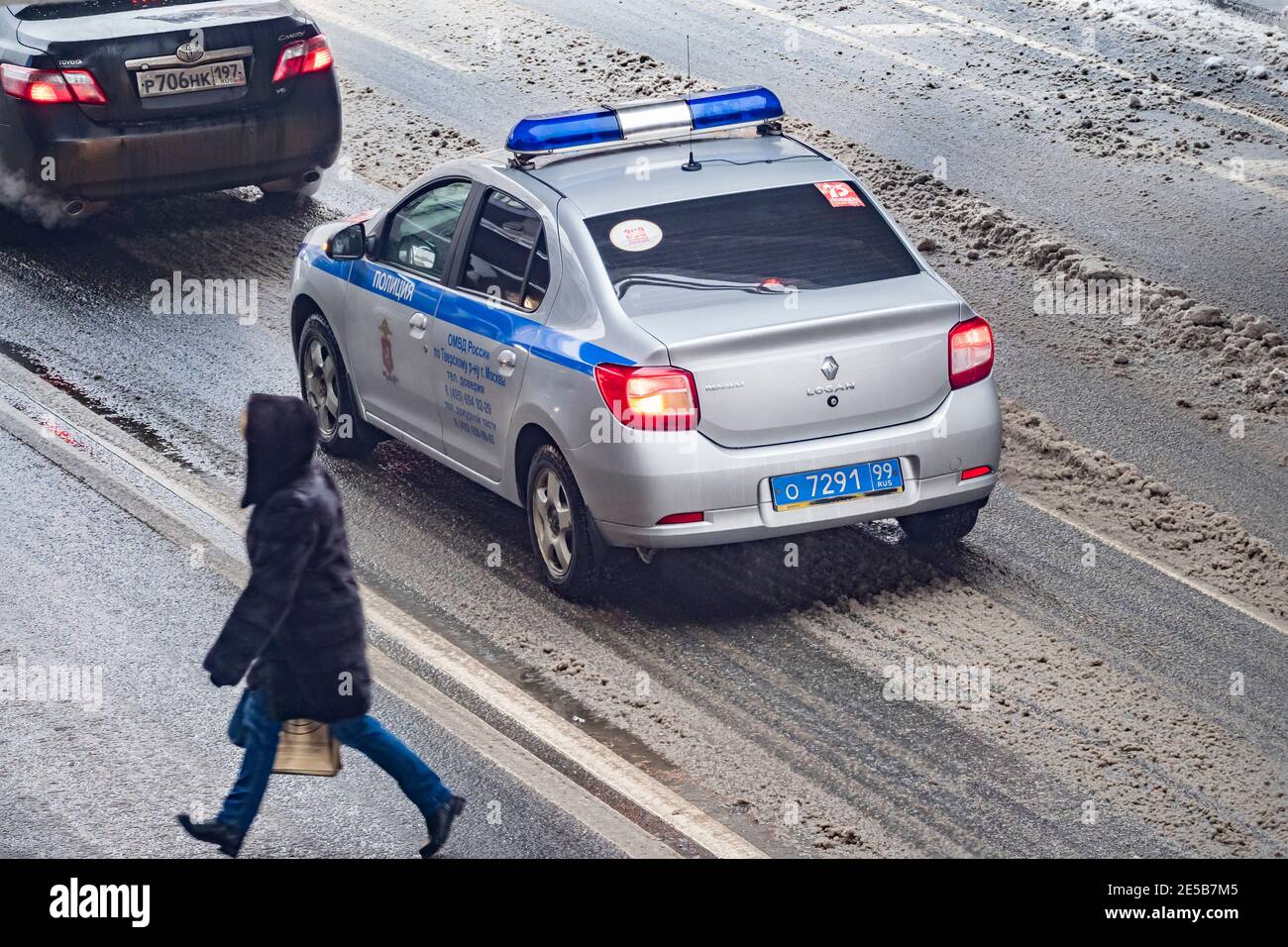 Russia, Moscow. Russian police car Stock Photo - Alamy