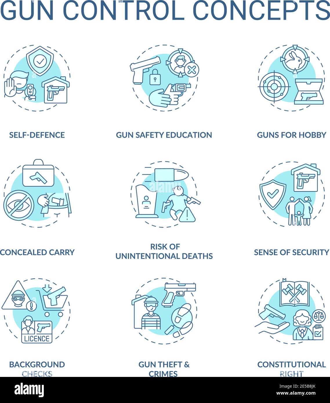 Gun control turquoise concept icons set Stock Vector Image & Art - Alamy Gun control turquoise concept icons set Stock Vector Image & Art - Alamy