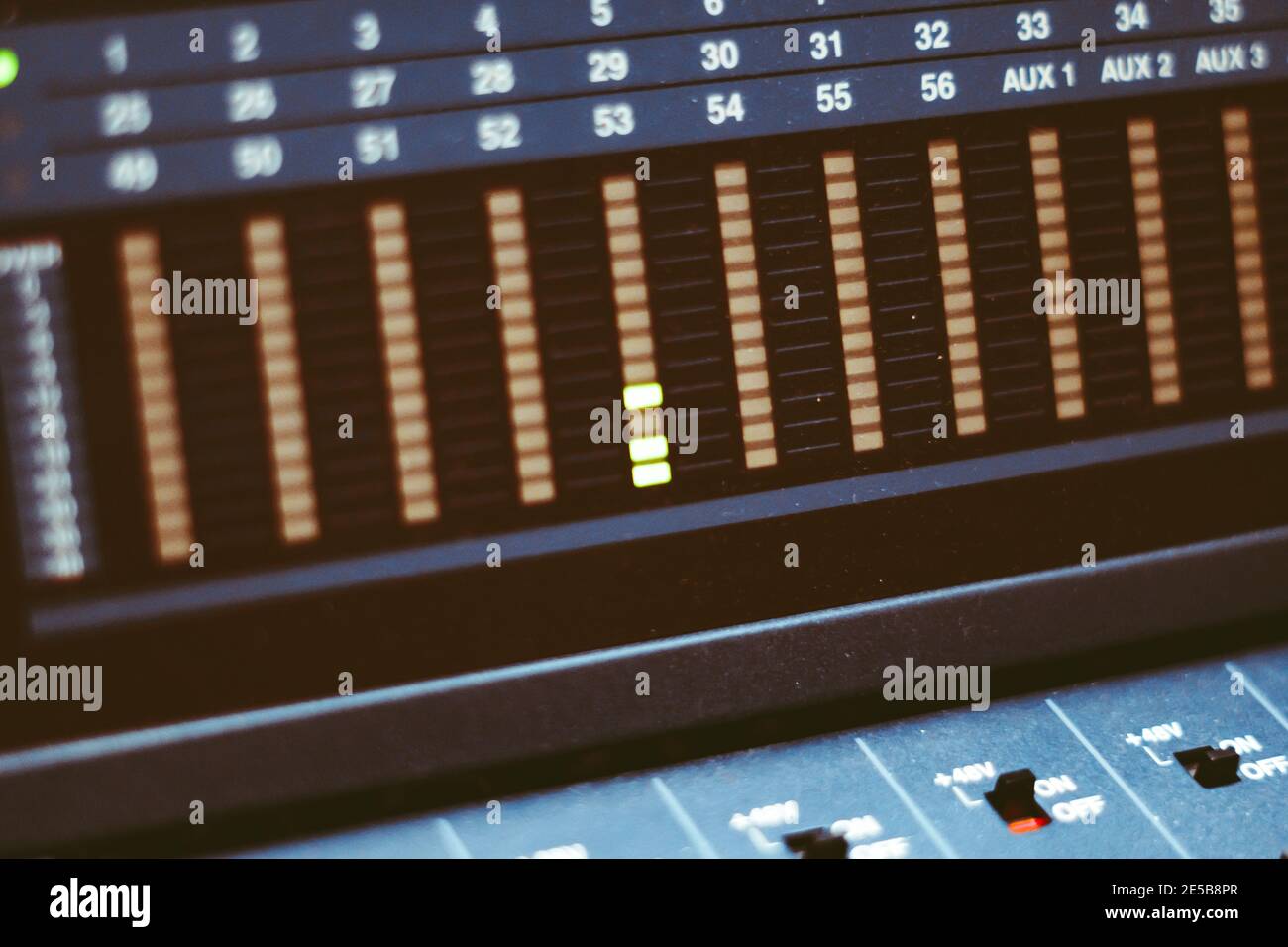 volume indicator on the mixing console, close-up Stock Photo - Alamy