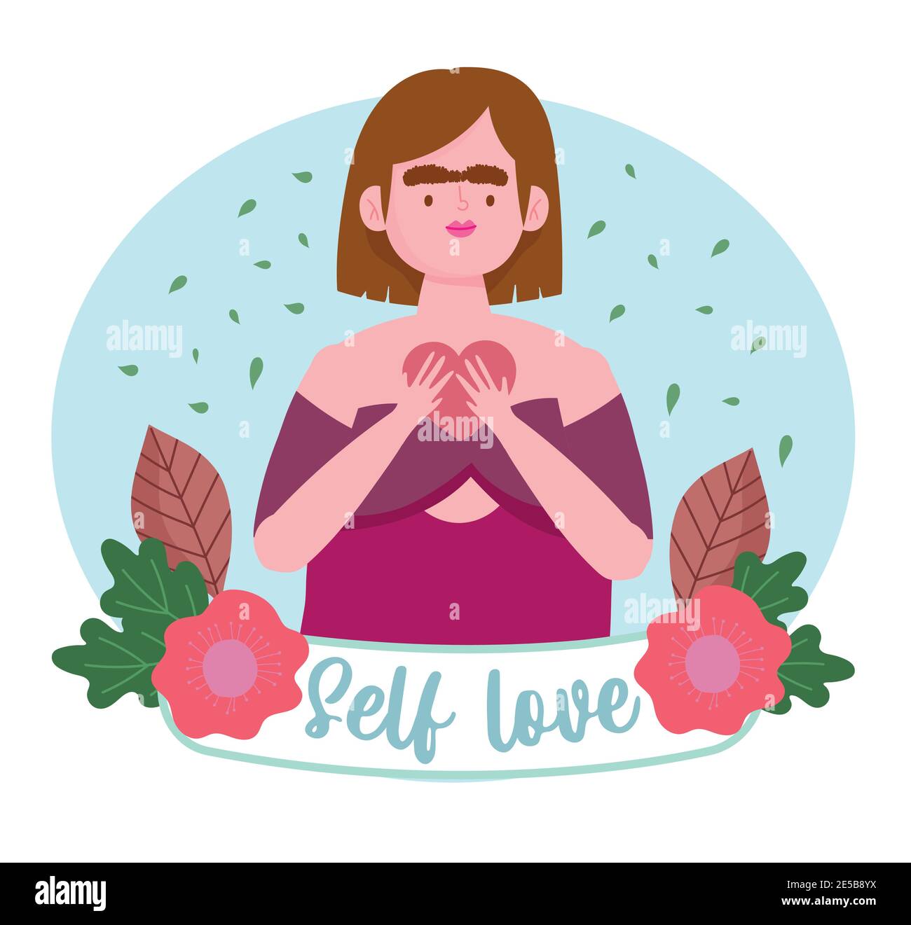 woman with special appearance with heart and flowers cartoon character ...