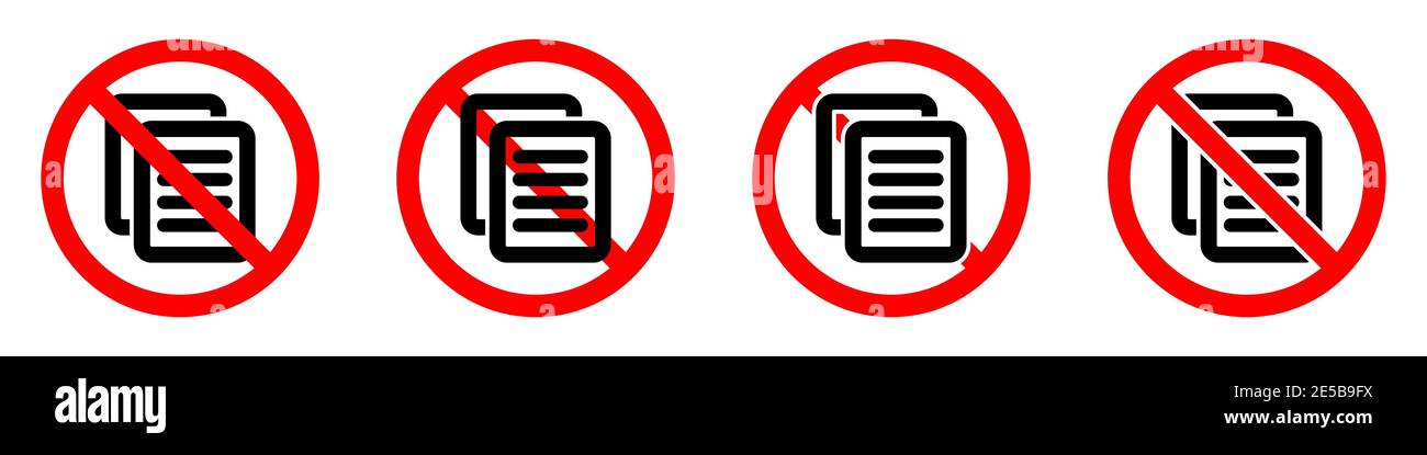 Stop or ban red round sign with document icon. Vector illustration ...