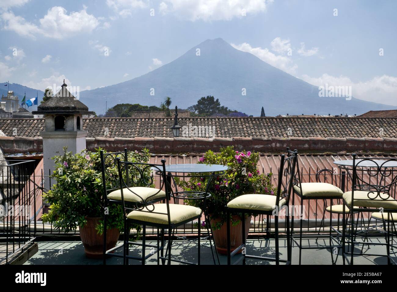 Antigua, Guatemala, Central America: View of the city and volcano Agua ...