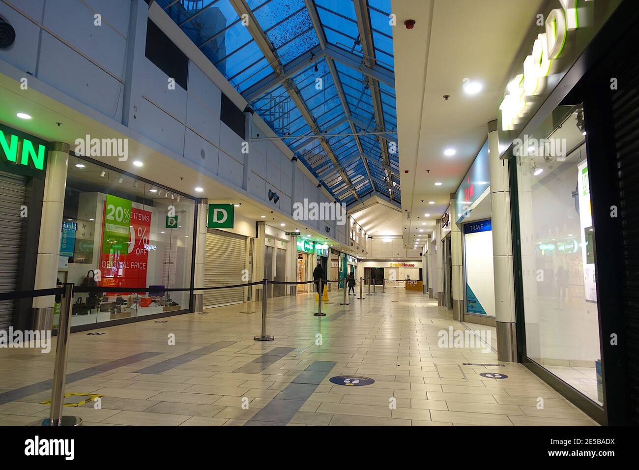 Ashford, Kent, UK. 27 January, 2021. A large shopping mall in the town ...