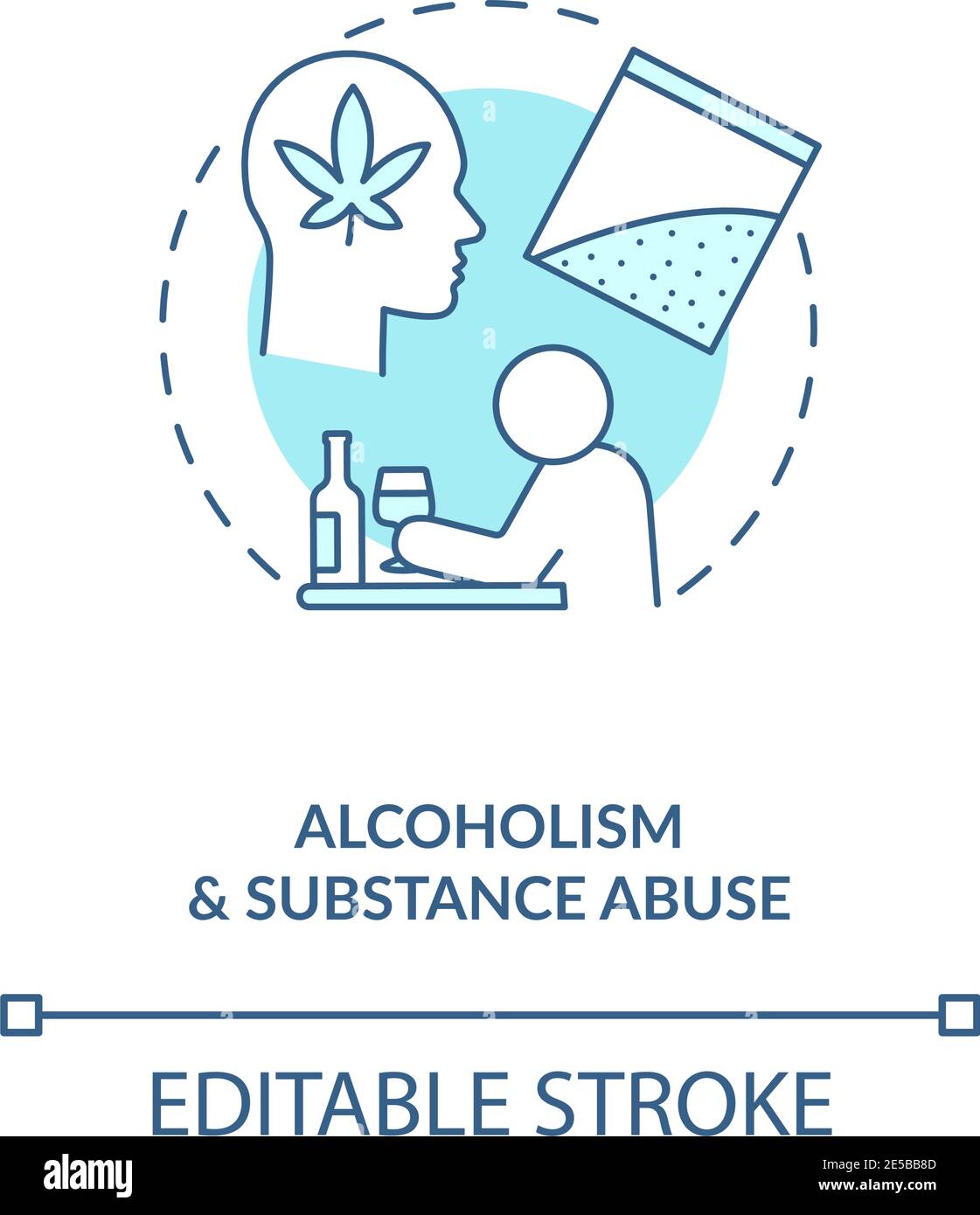 Alcoholism and substance abuse turquoise concept icon Stock Vector ...