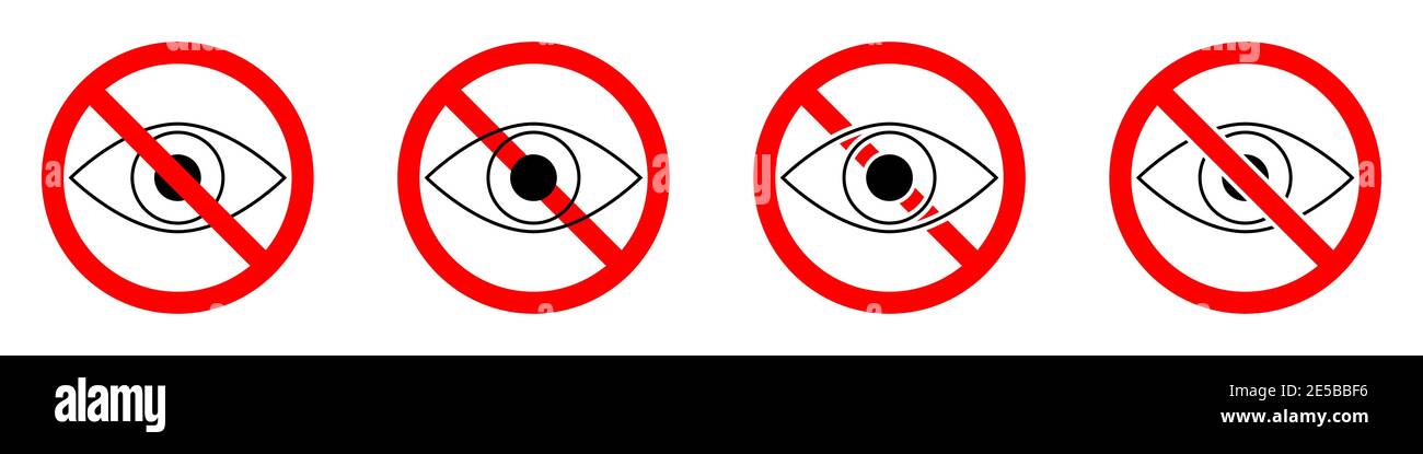 Forbidden look sign. No vision sign. Prohibited look icon. Dont look ...